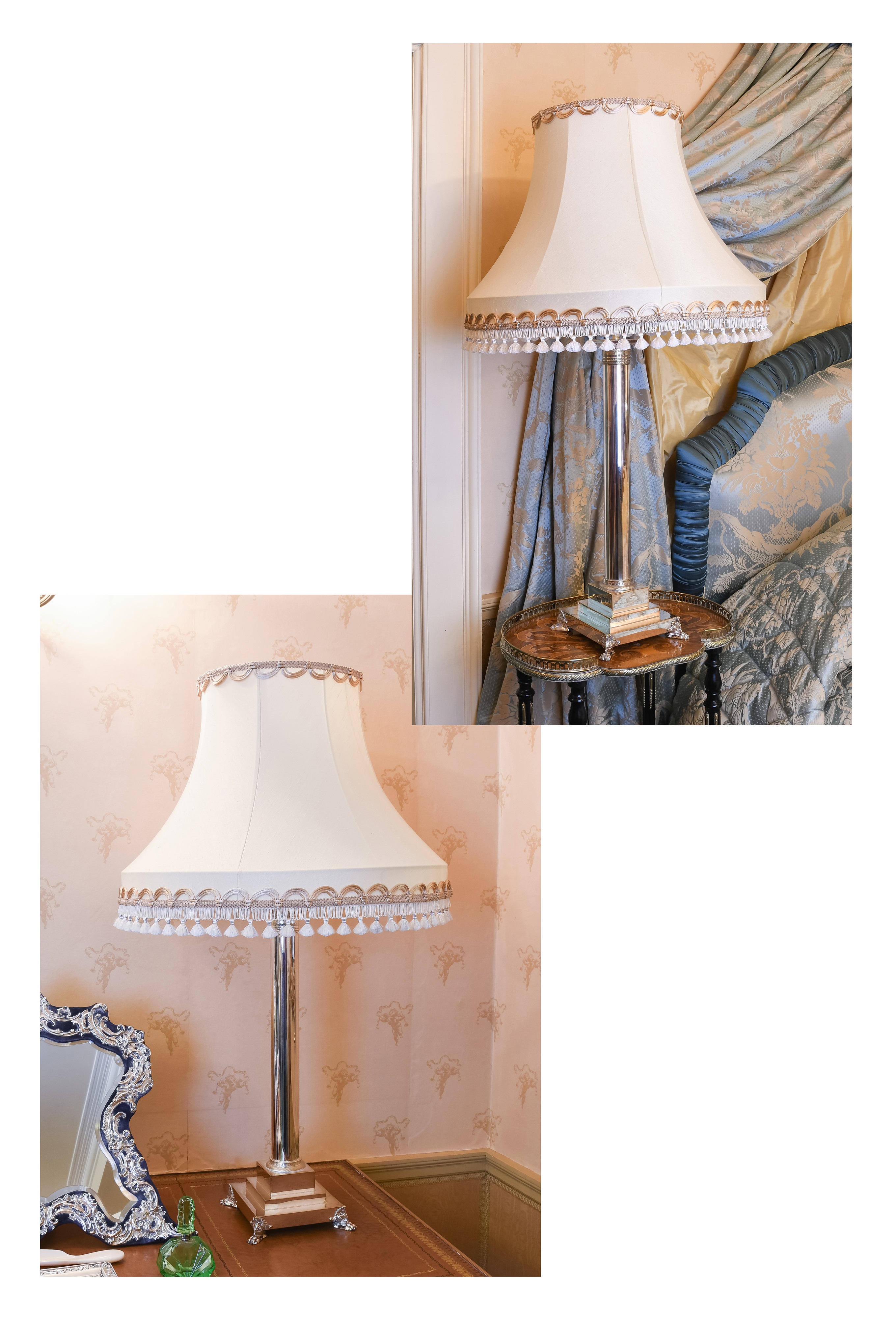 Lot 61 - A Pair of Silver-Plated Table Lamps, modern,