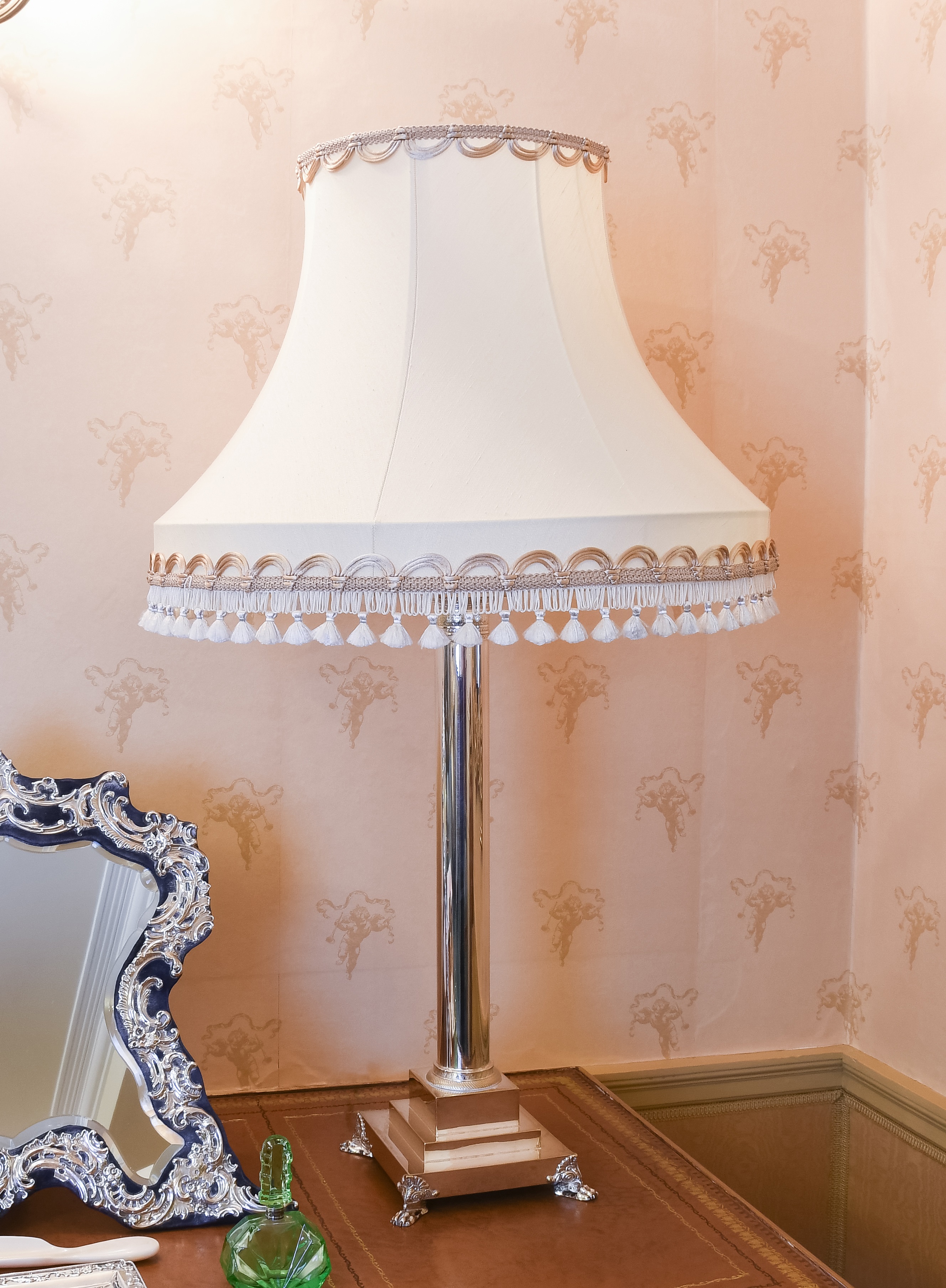 Lot 61 - A Pair of Silver-Plated Table Lamps, modern,