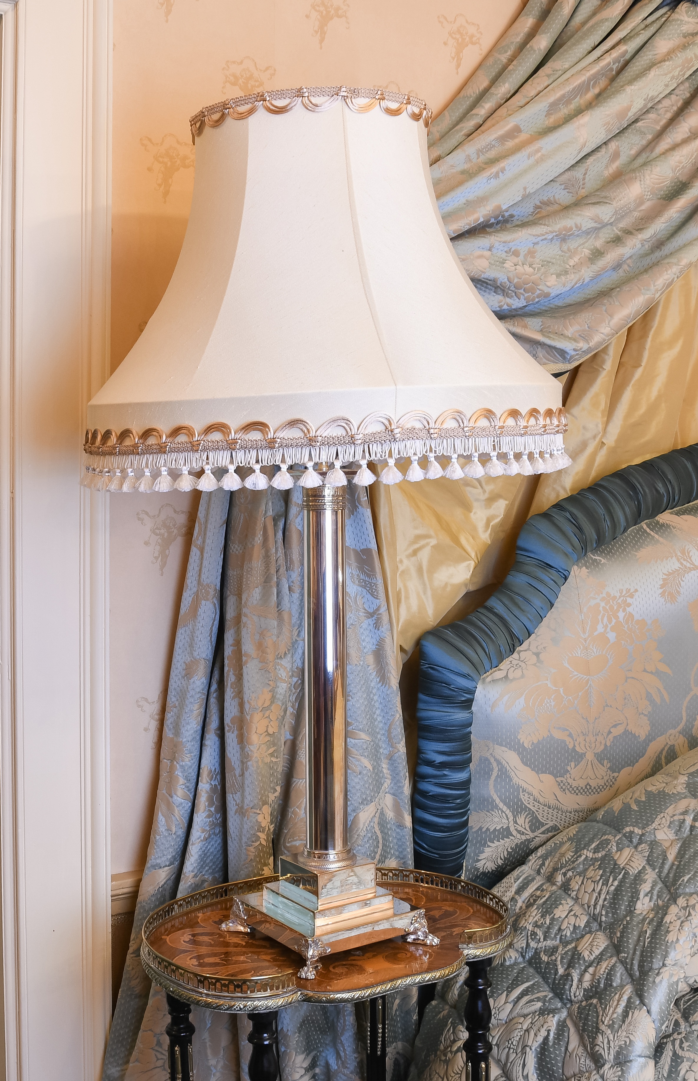 Lot 61 - A Pair of Silver-Plated Table Lamps, modern,