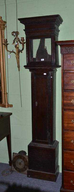 Lot 421 - An oak longcase clock case and a brass dial