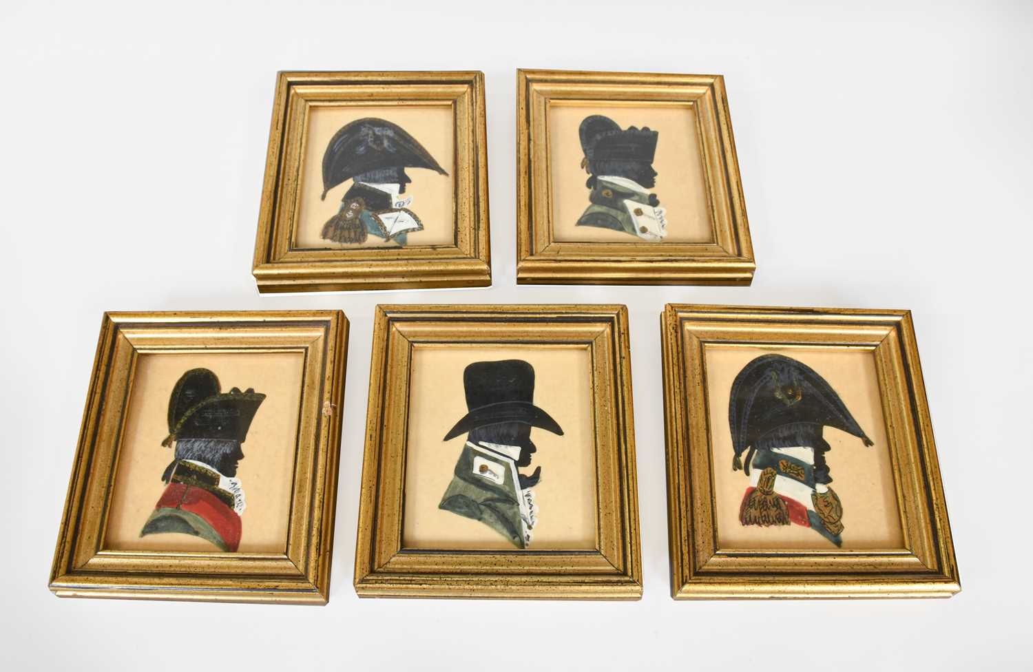 Lot 332 - A Set of Five Silhouette Portrait Miniatures,