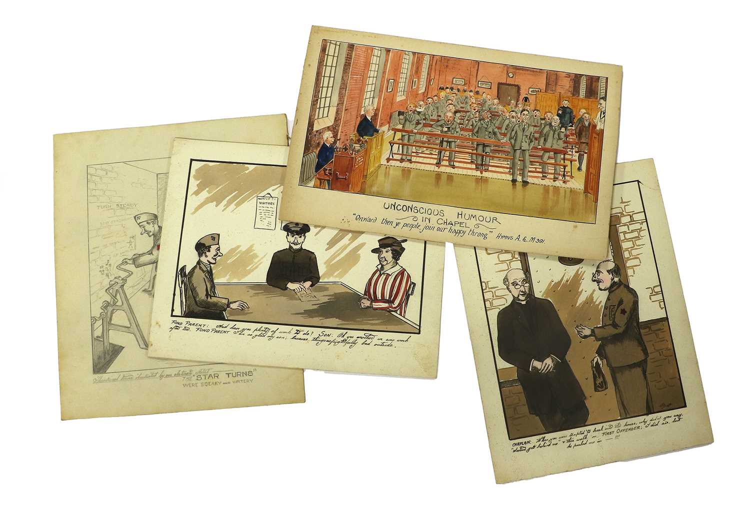 Lot 13 - Prison Drawings. A collection of thirty-three