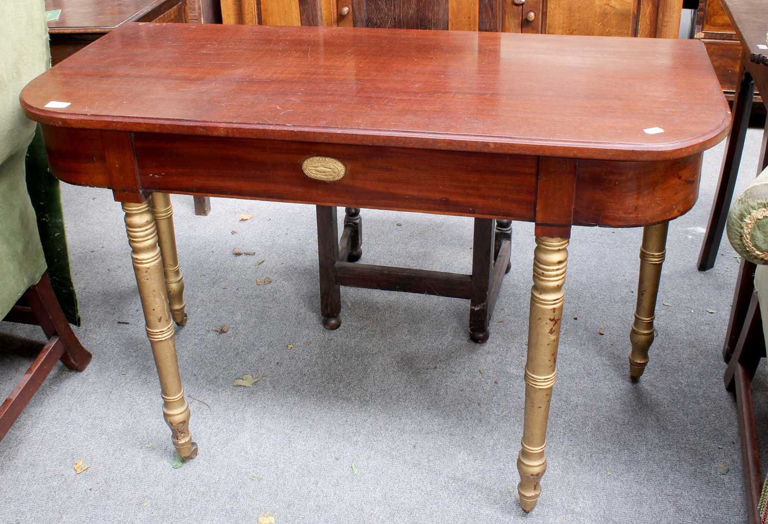 Lot 1415 - A Georgian D-End Side Table, with later