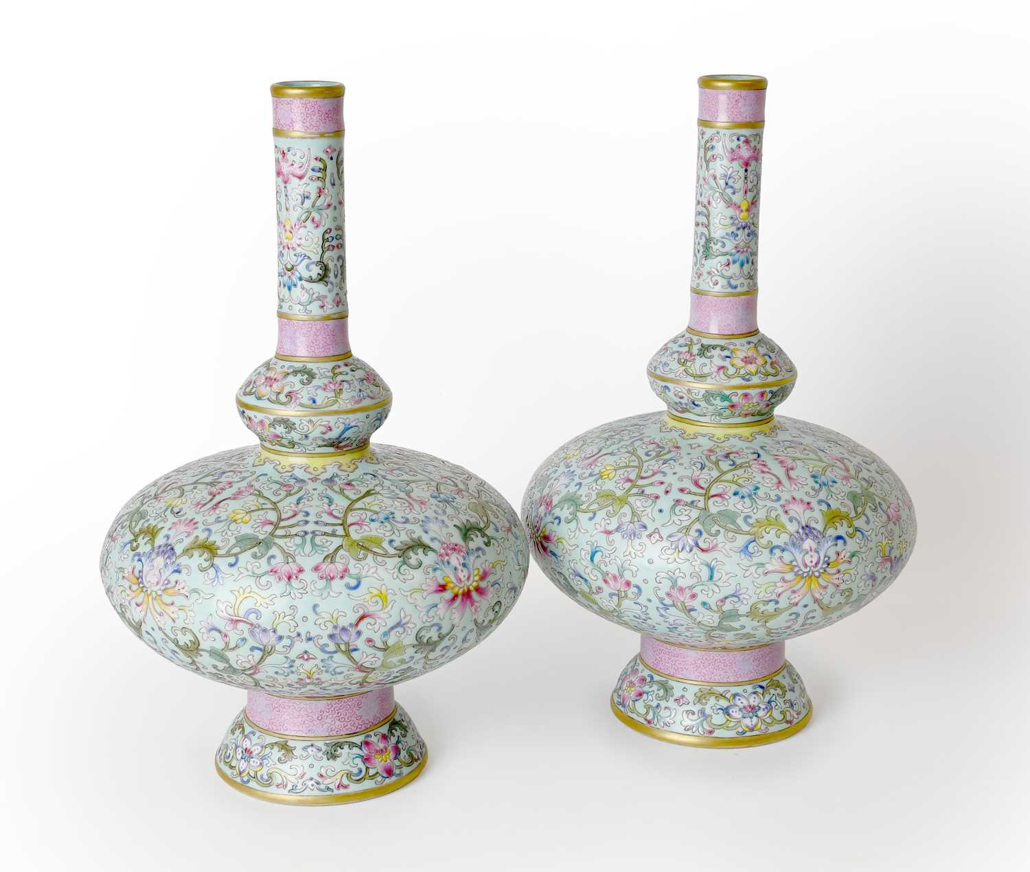 A Pair of Chinese Porcelain Large Rose Water Droppers,