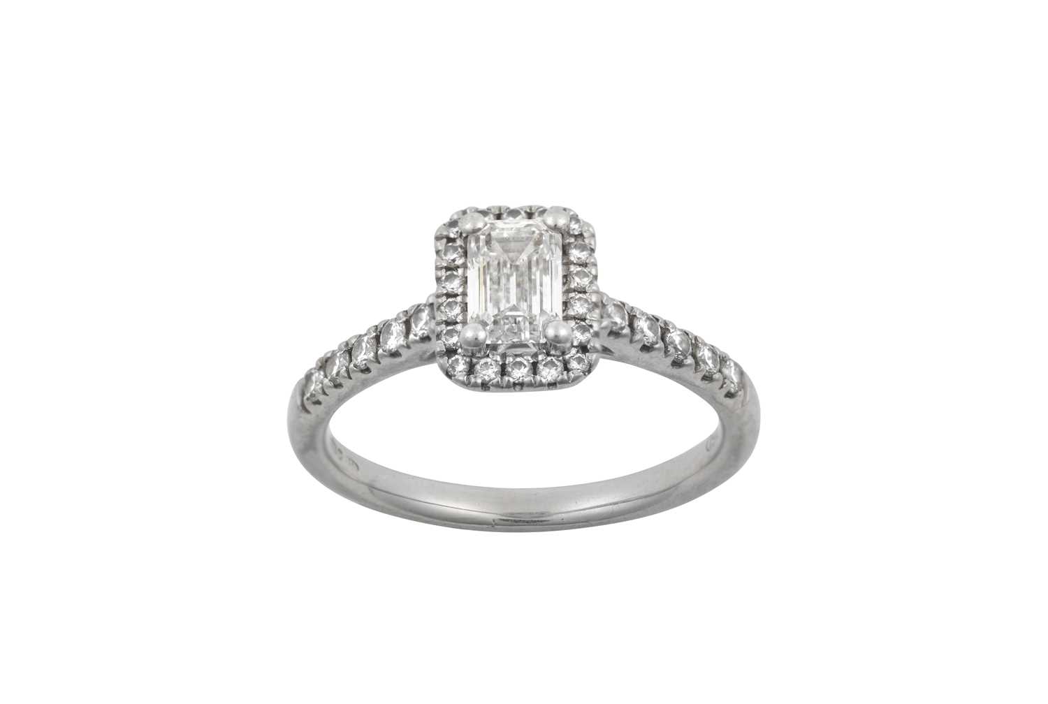 Lot 2262 - A Platinum Diamond Cluster Ring the emerald-