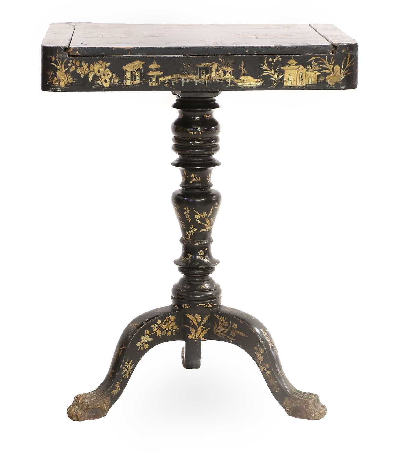 Lot 894 - A Chinese Export Black Lacquer Games Table,