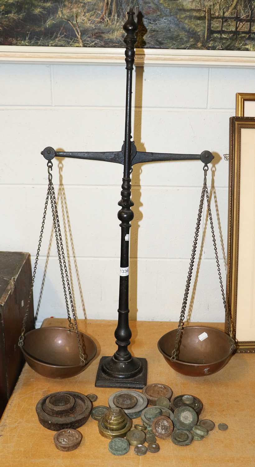 Lot 1336 - A Pair of Cast Iron Balance Scales, with