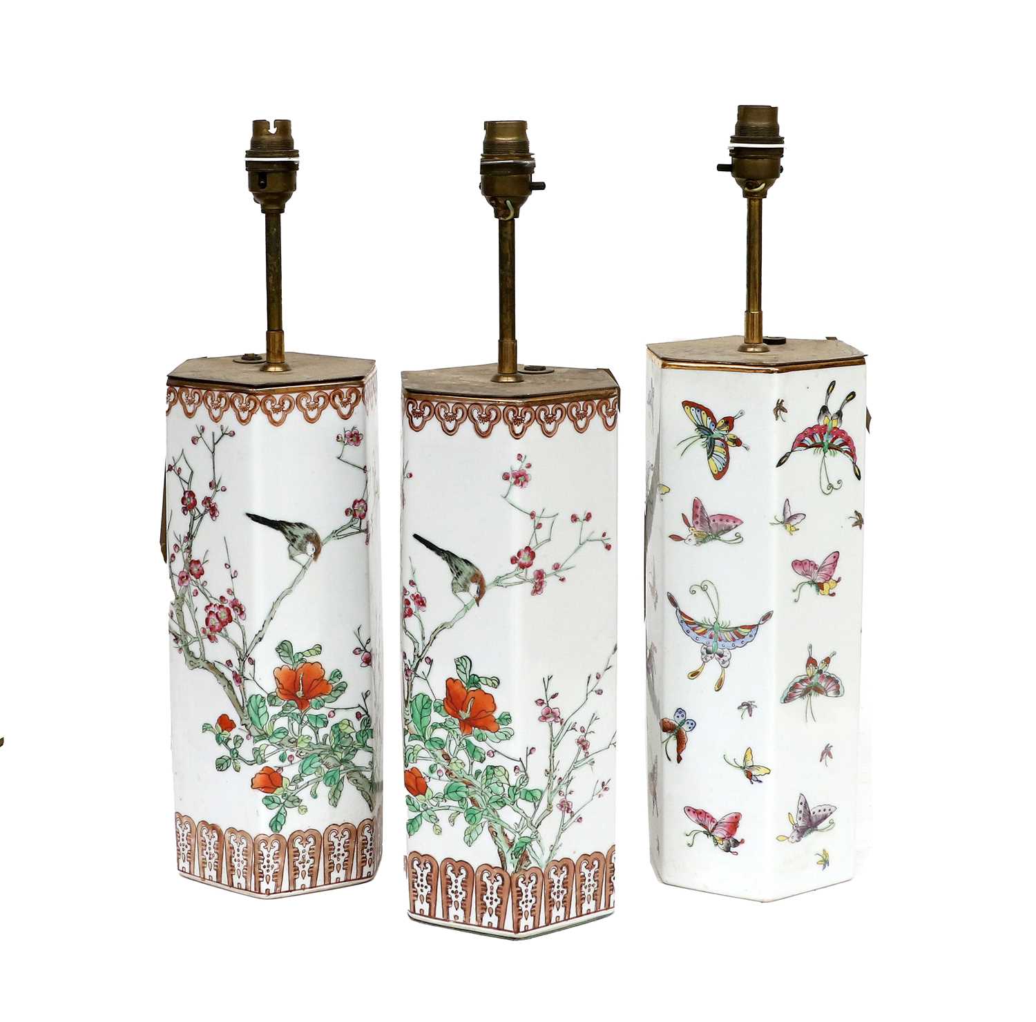 Lot 208 - A Pair of Chinese Porcelain Table Lamps, of
