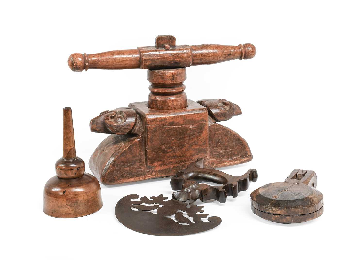 Lot 193 - A Treen-Mounted Fret-Cut Steel Cutter, 19th