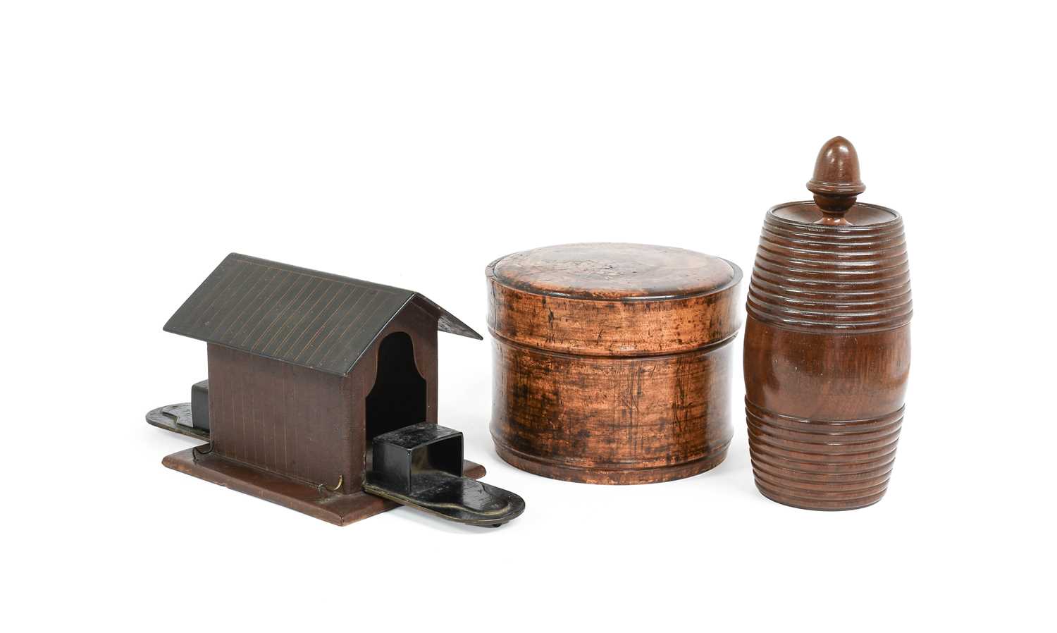 Lot 191 - A Turned Mahogany Flask, early 19th century,