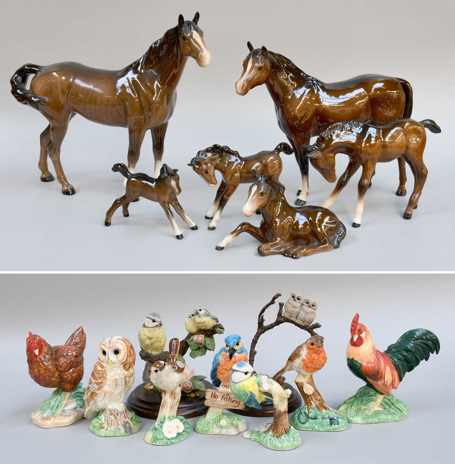 Lot 367 - Beswick Horses and Foals, brown gloss,
