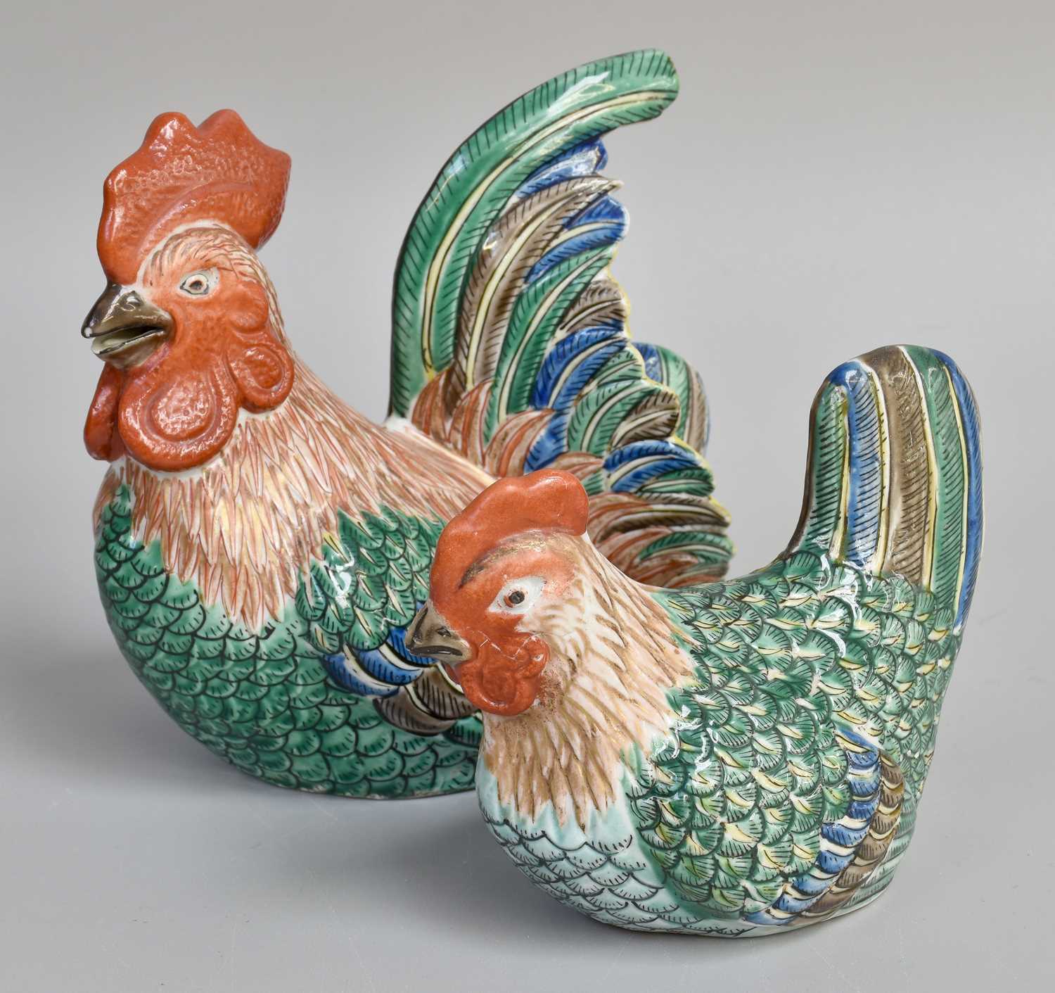 Lot 380 - Two Chinese Porcelain Models of a Cockerel