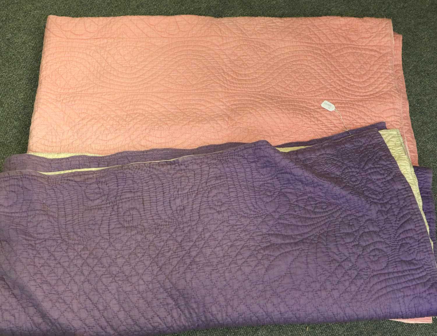 Lot 1227 - Pink Durham Wholecloth Quilt, together with