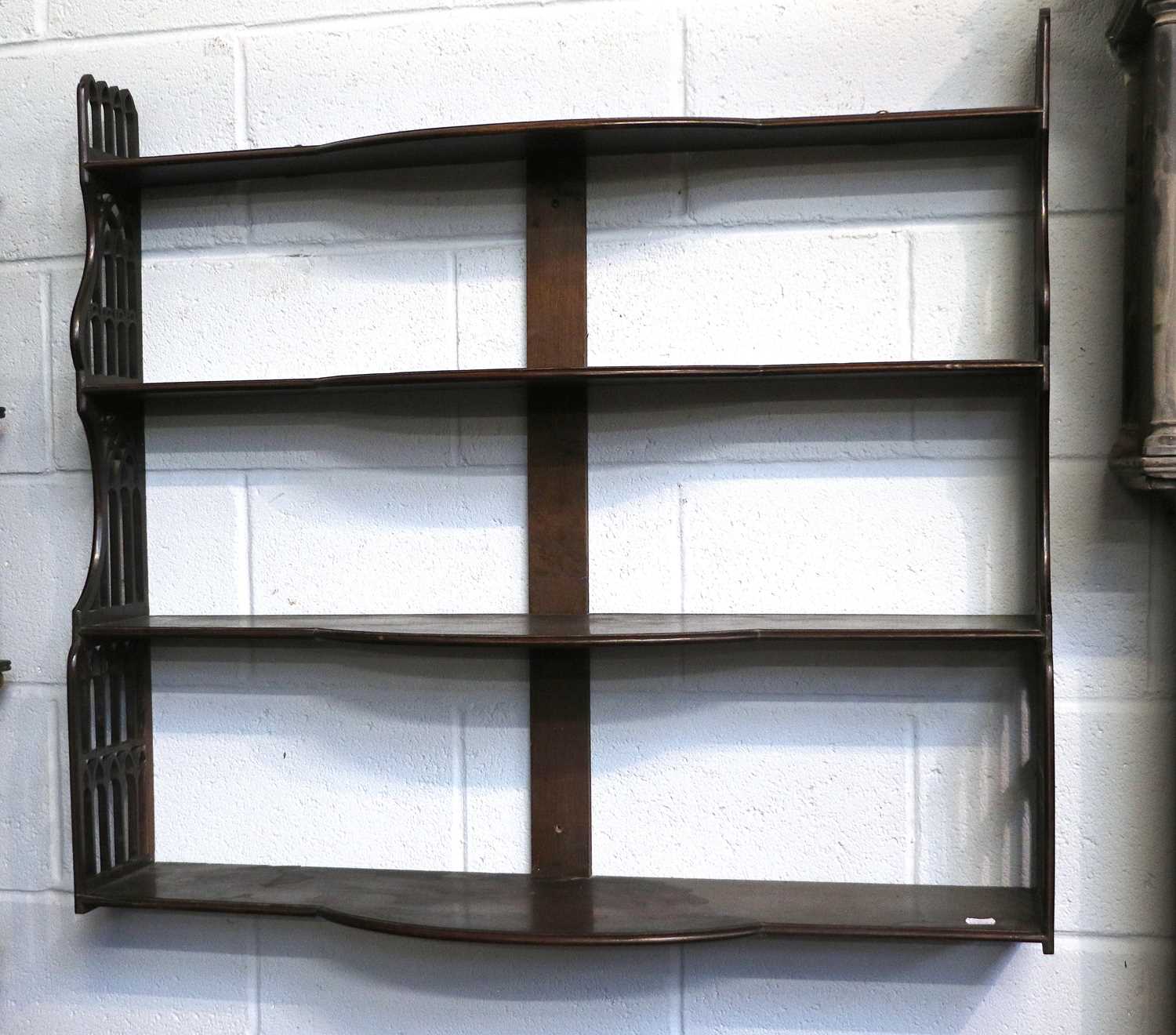 Lot 1438 - A Mahogany Four Tier Hanging Shelf, 19th