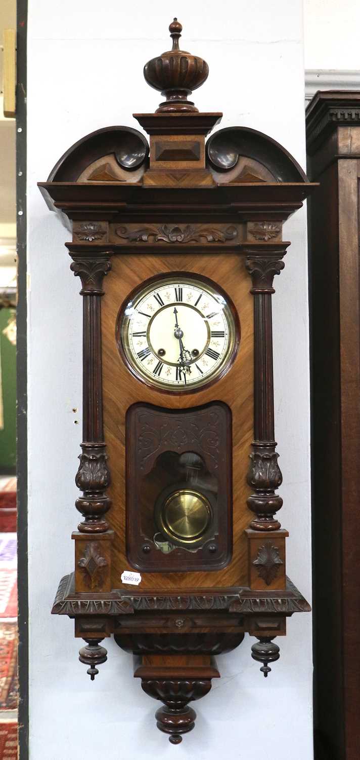 Lot 1413 - A Vienna Type Walnut Striking Wall Clock,