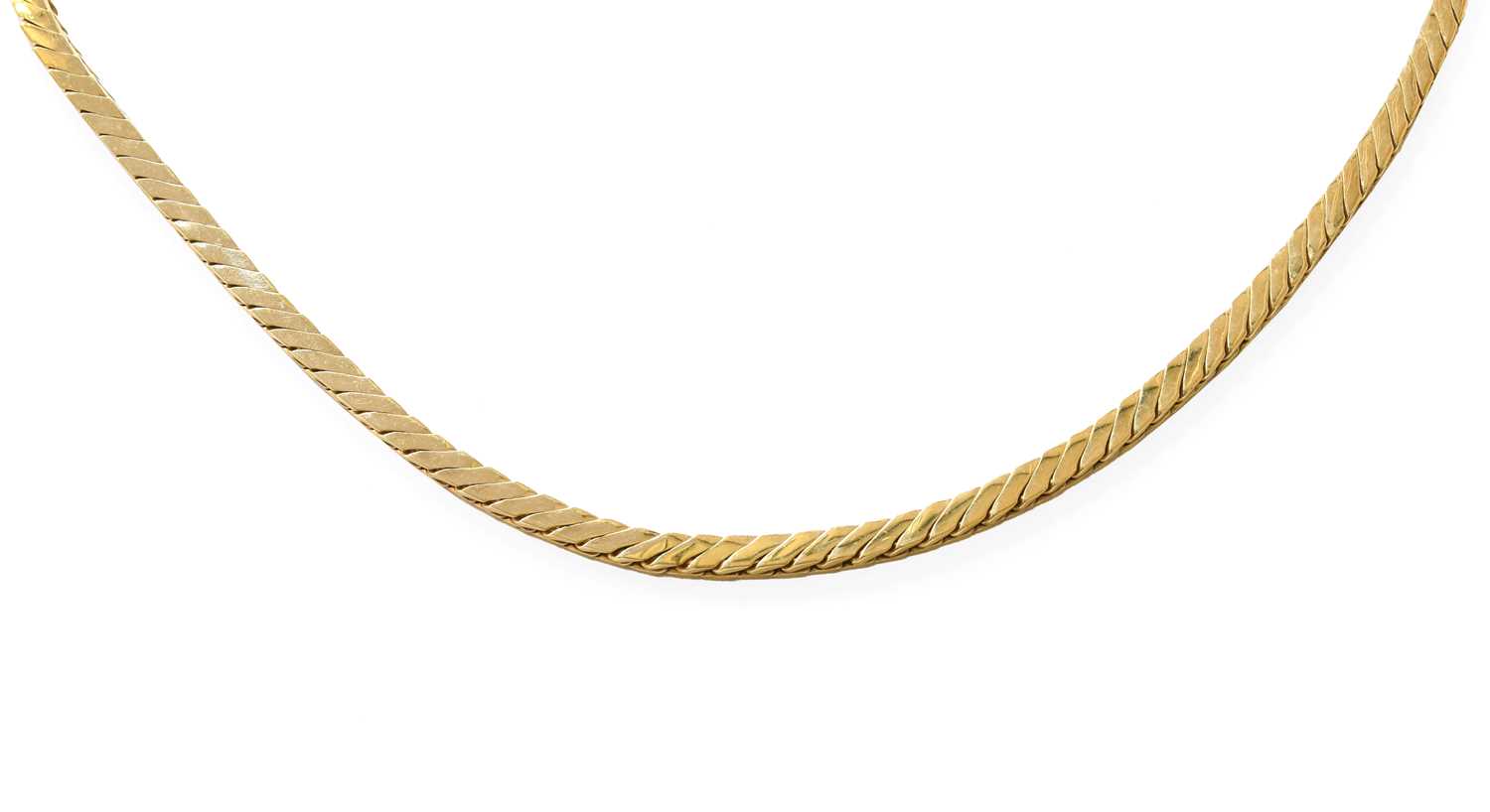 Lot 492 - A 9 Carat Gold Necklace, of flat brick link