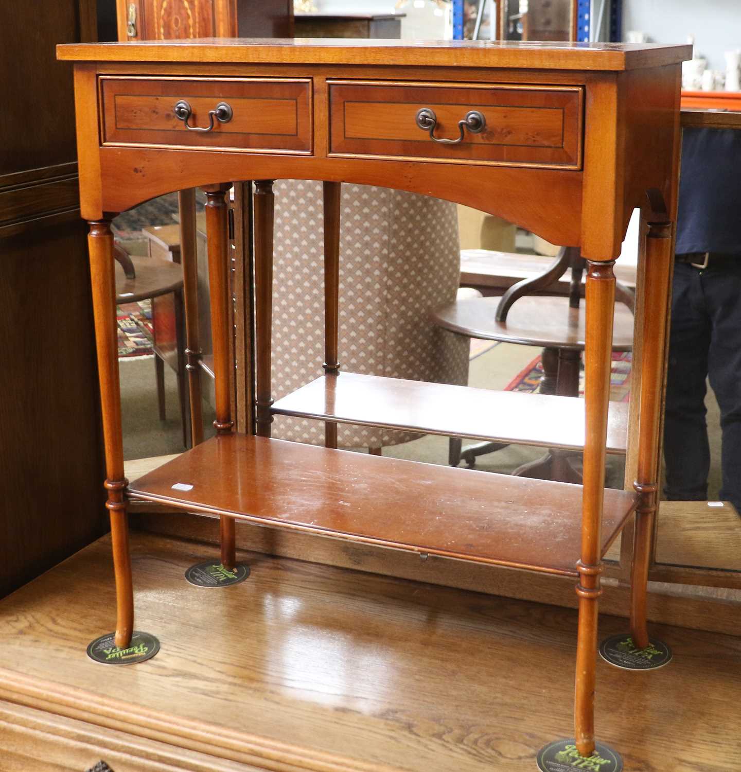 Lot 1503 - A Reproduction Yew Wood Two Drawer Hall