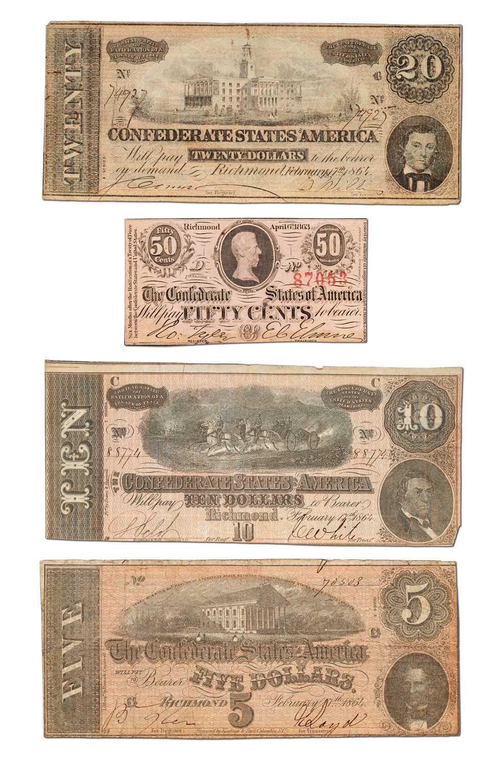 Lot 333 - Confederate States of America, Banknotes,