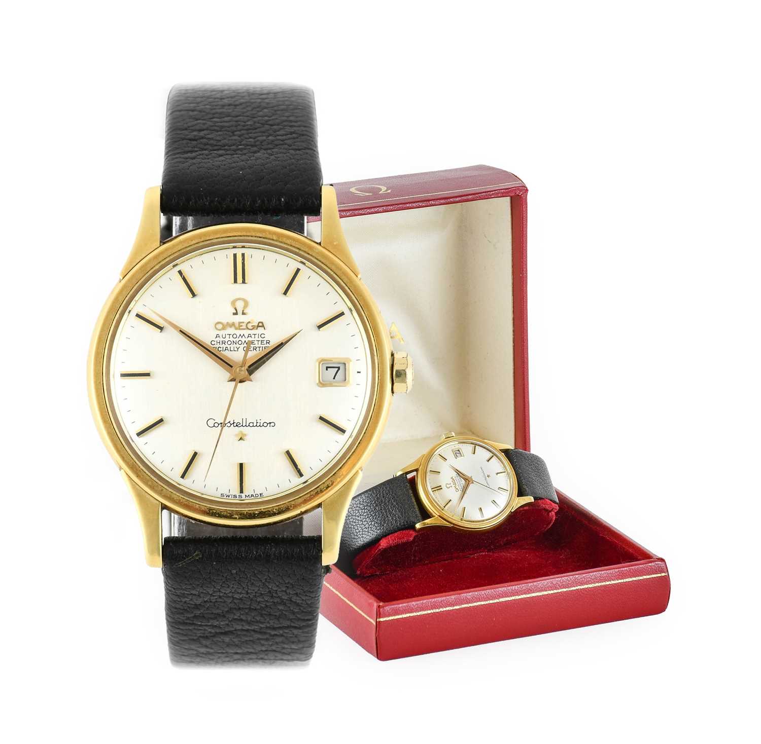 Lot 2170 - Omega: An 18 Carat Gold Automatic Calendar