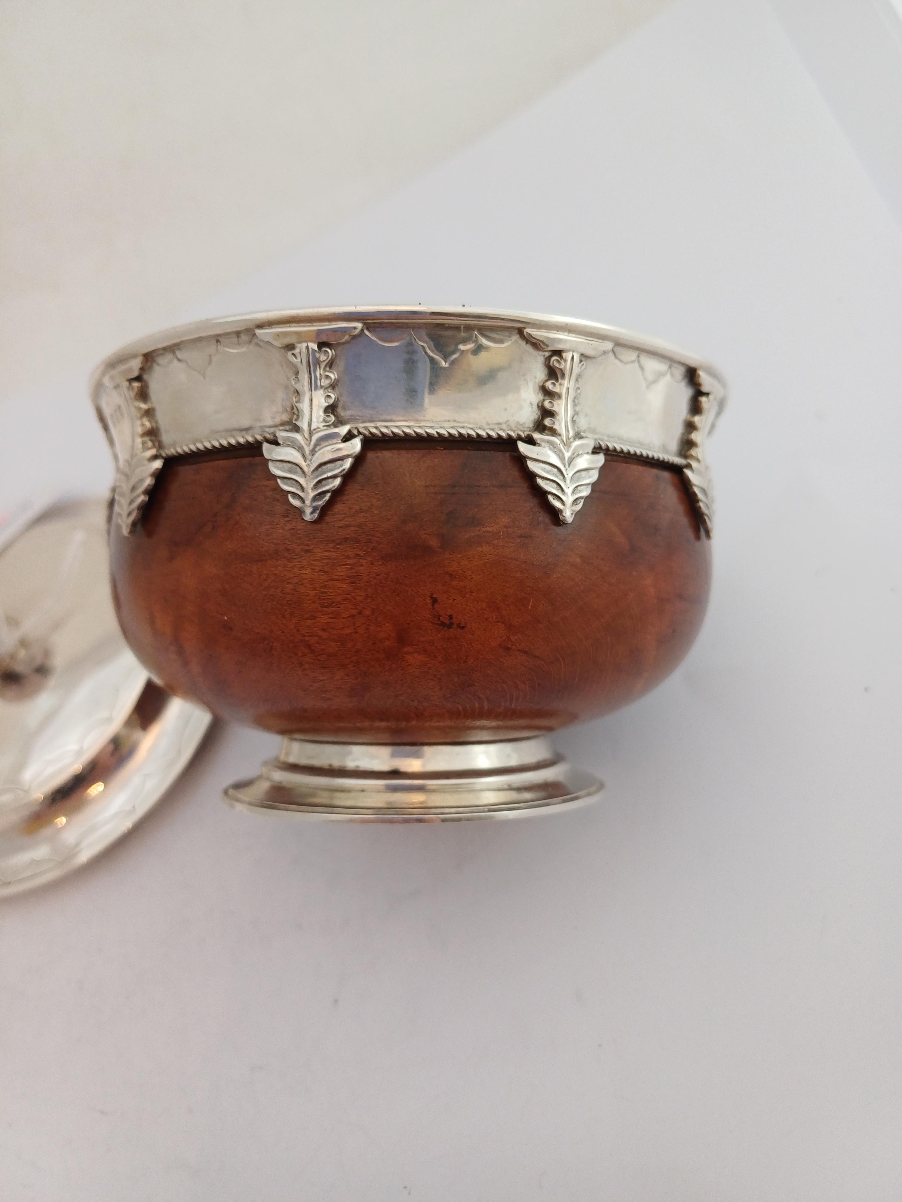 A George V Silver-Mounted Wood Mazer-Bowl and Cover,