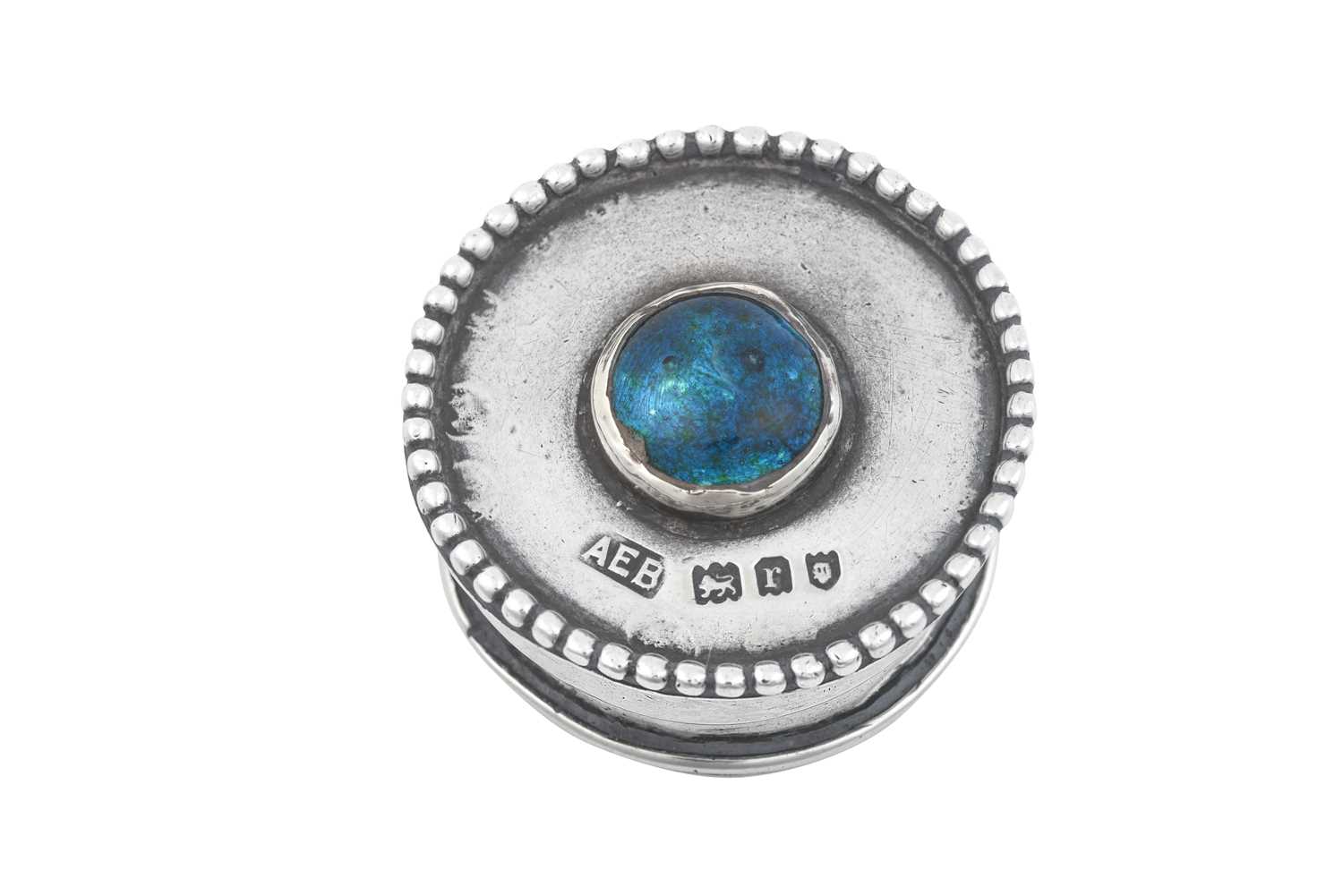 Lot 2075 - A George V Silver and Enamel Pill-Box,