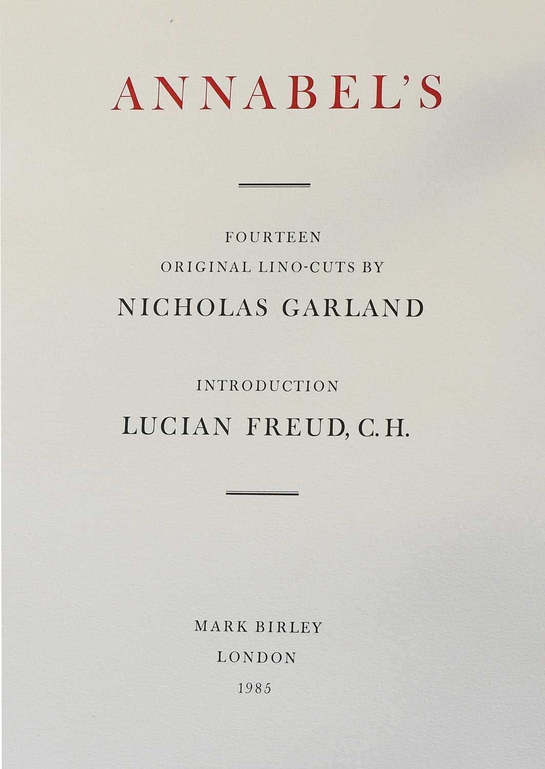 Lot 128 - Garland (Nicholas). Annabel's. London: Mark