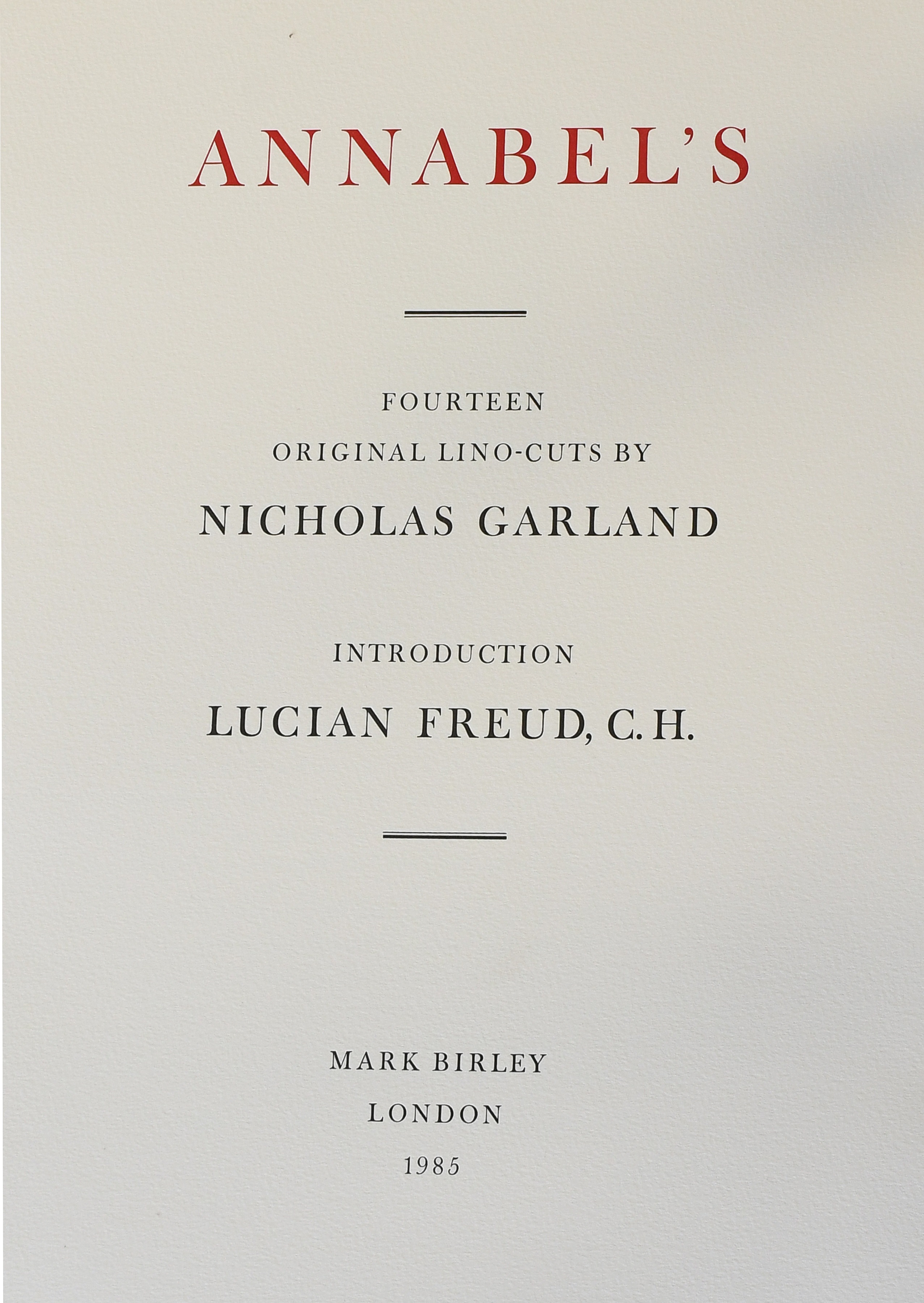 Lot 128 - Garland (Nicholas). Annabel's. London: Mark