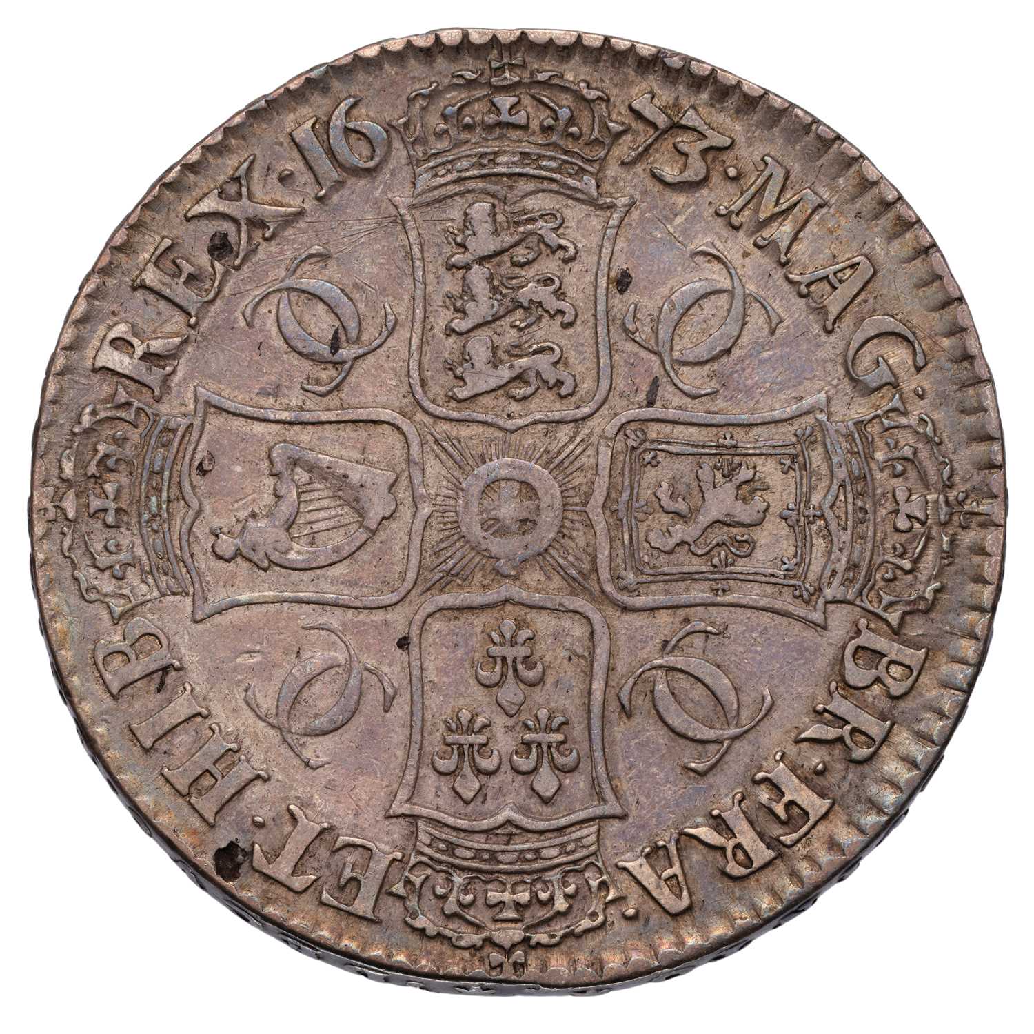 Lot 40 - Charles II, Crown 1673, V.QVINTO (Bull 390,