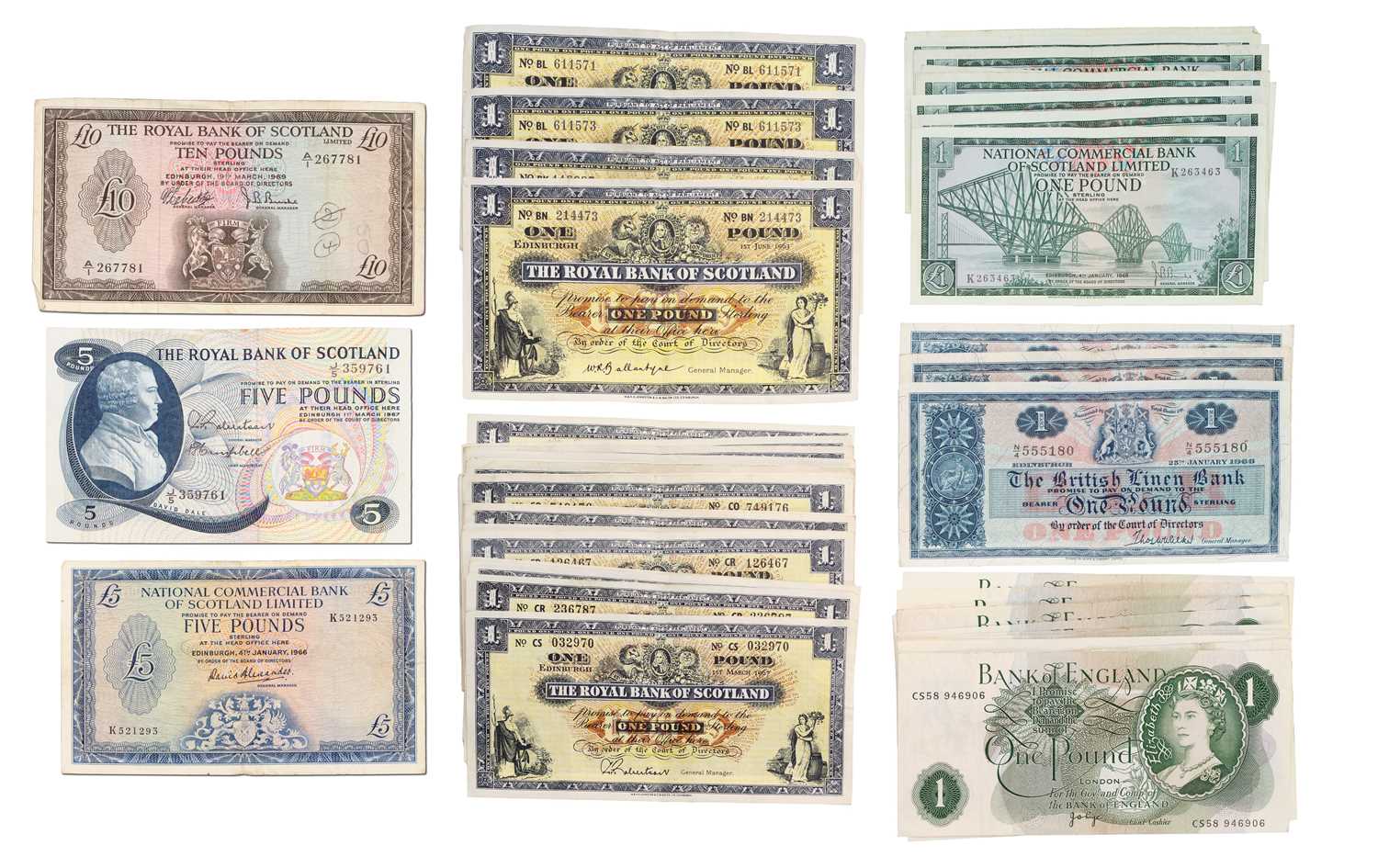 Lot 358 - Assorted Scottish Banknotes, to include;