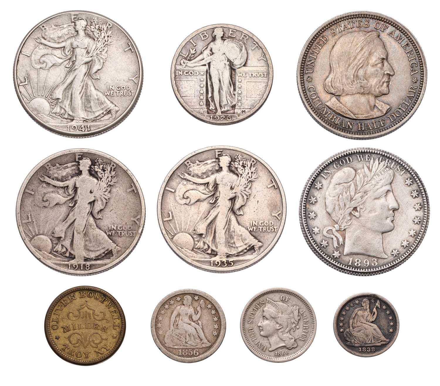 Lot 101 - USA, Assorted Coinage, 10 coins in total