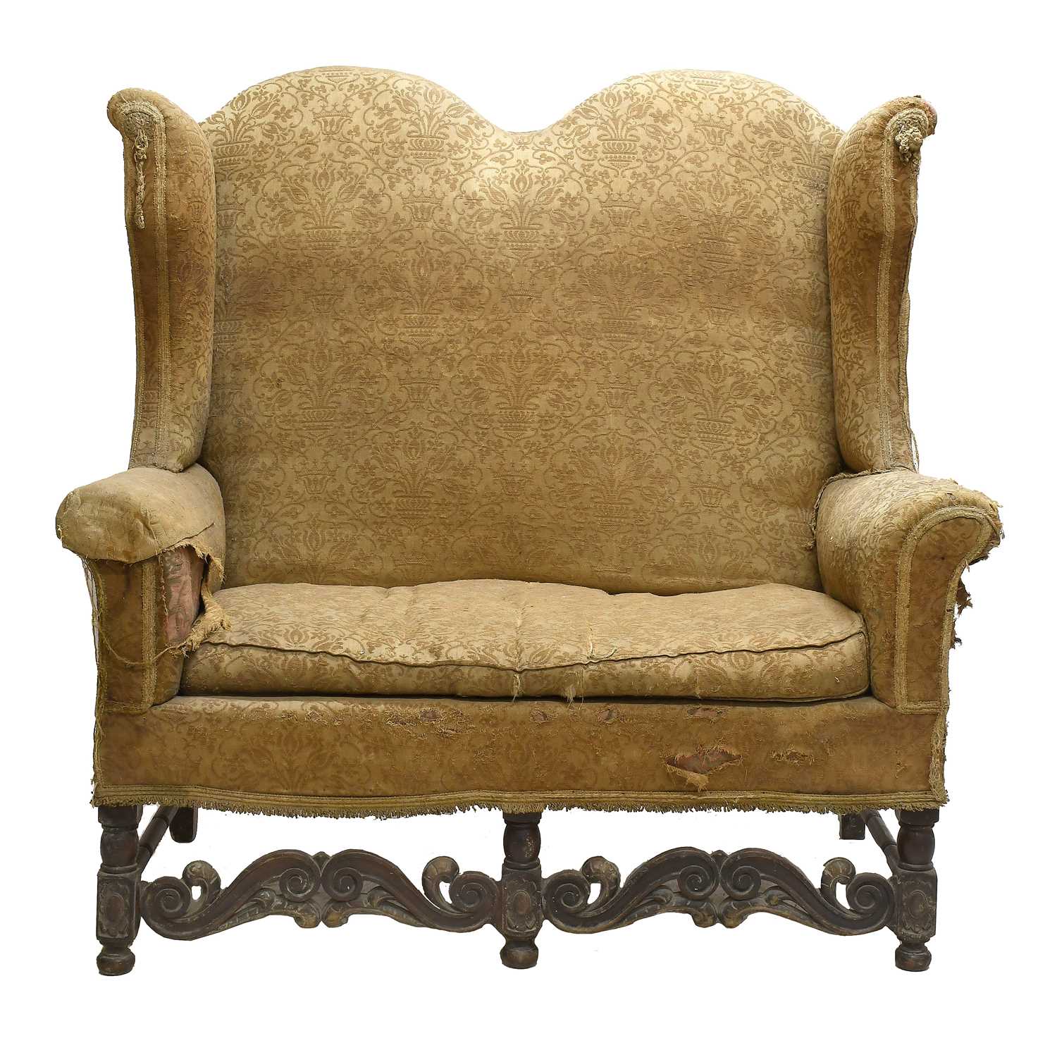 Lot 678 - A 17th Century-Style Wing-Back Sofa, late