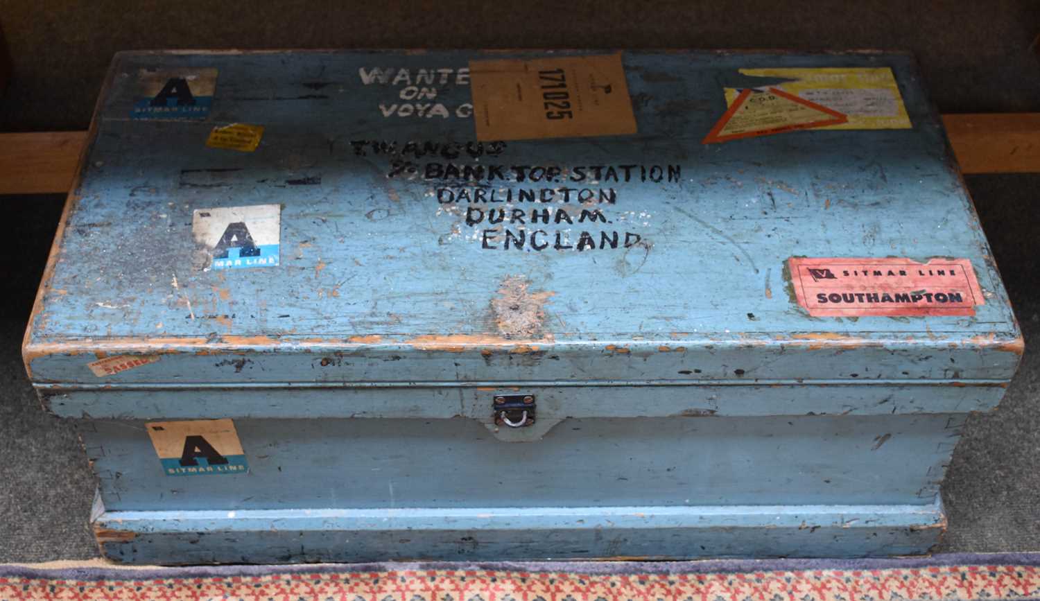 Lot 1129 - A Victorian Blue Painted Joiners Chest,