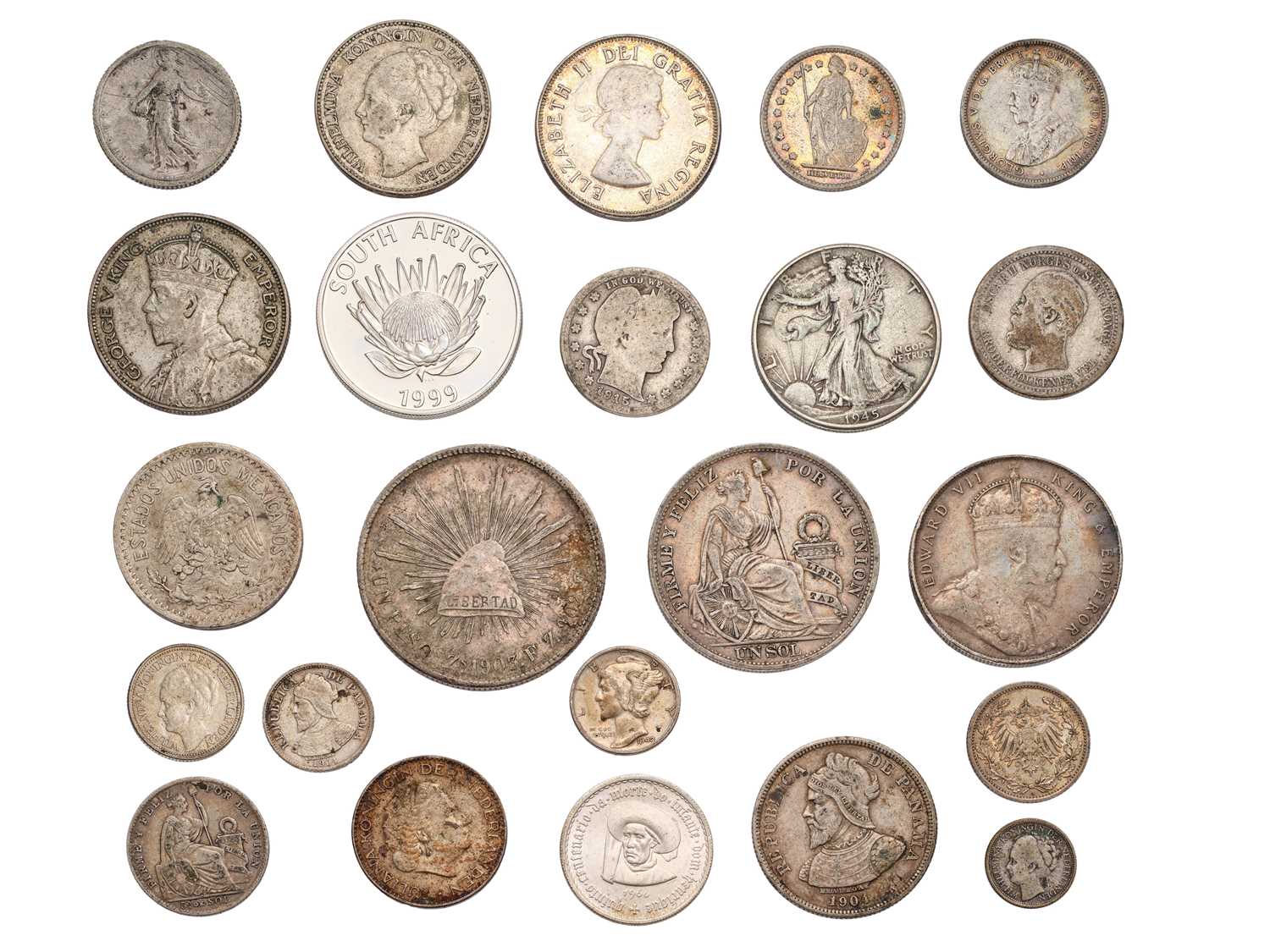 Lot 105 - Assorted World Silver Coins, 23 coins in
