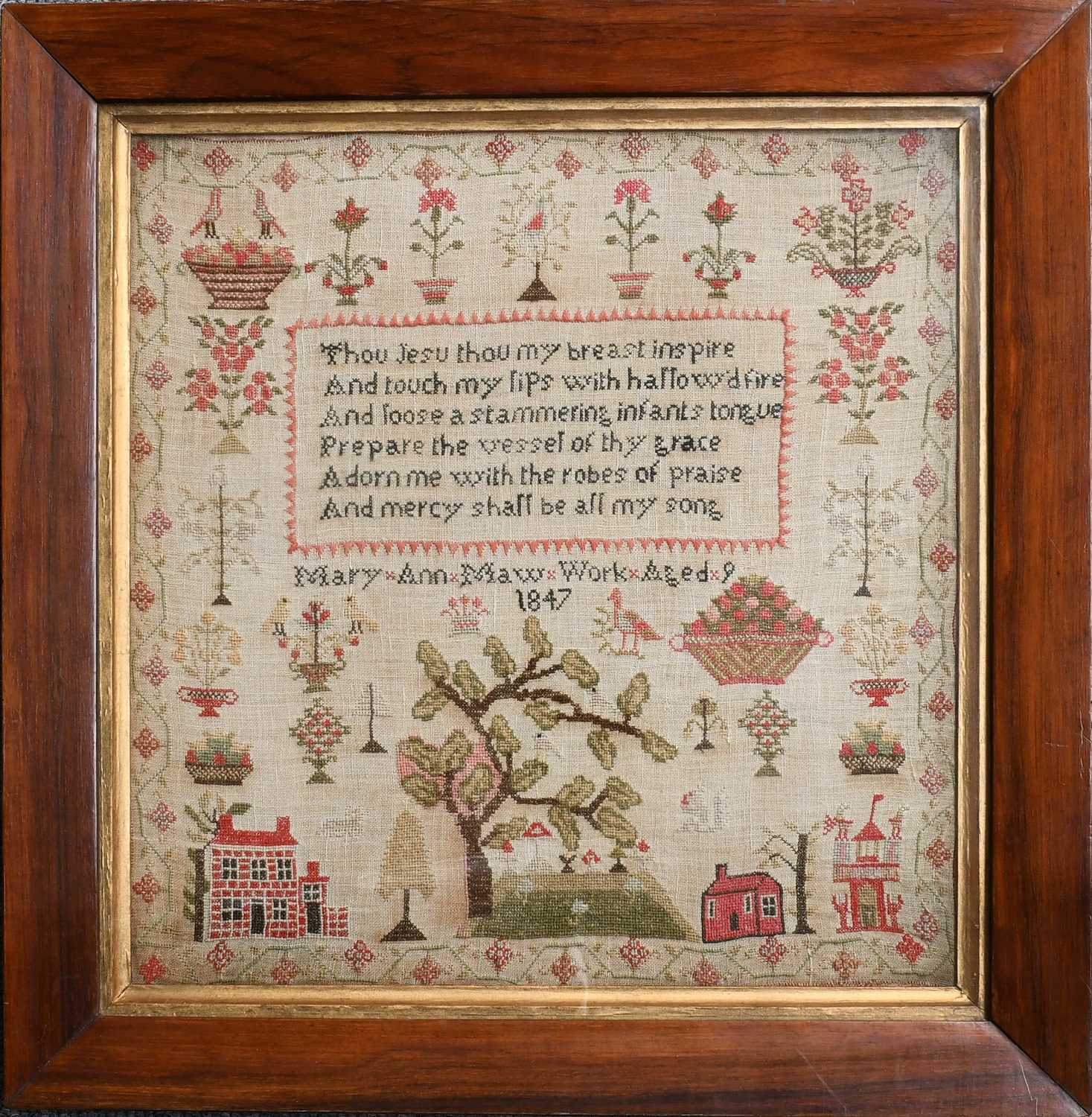 Lot 2071 - Wool Work Sampler Worked by Mary Ann Maw,