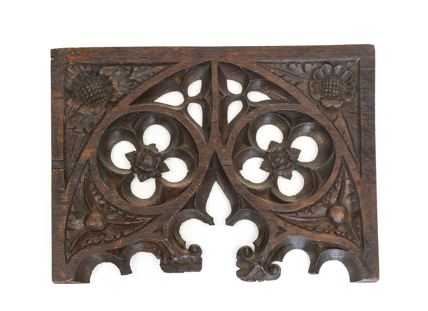 Lot 388 - A Carved and Pierced Oak Tracery Panel,