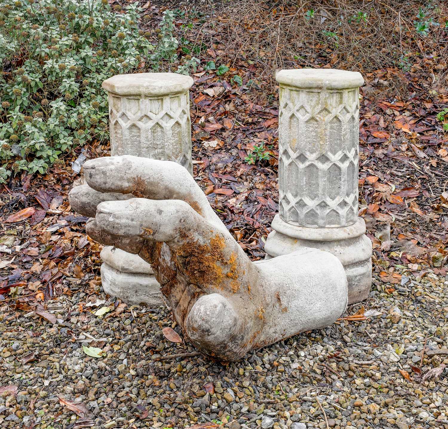 Lot 417 - A Pair of Gothic Style Composition Stone