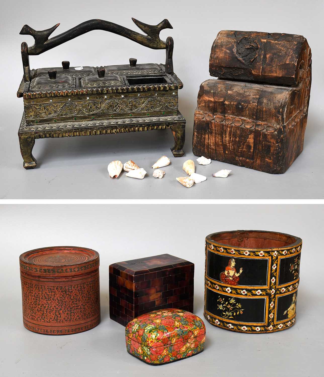 Lot 281 - An Indian Lacquer Cylindrical Box and Cover,