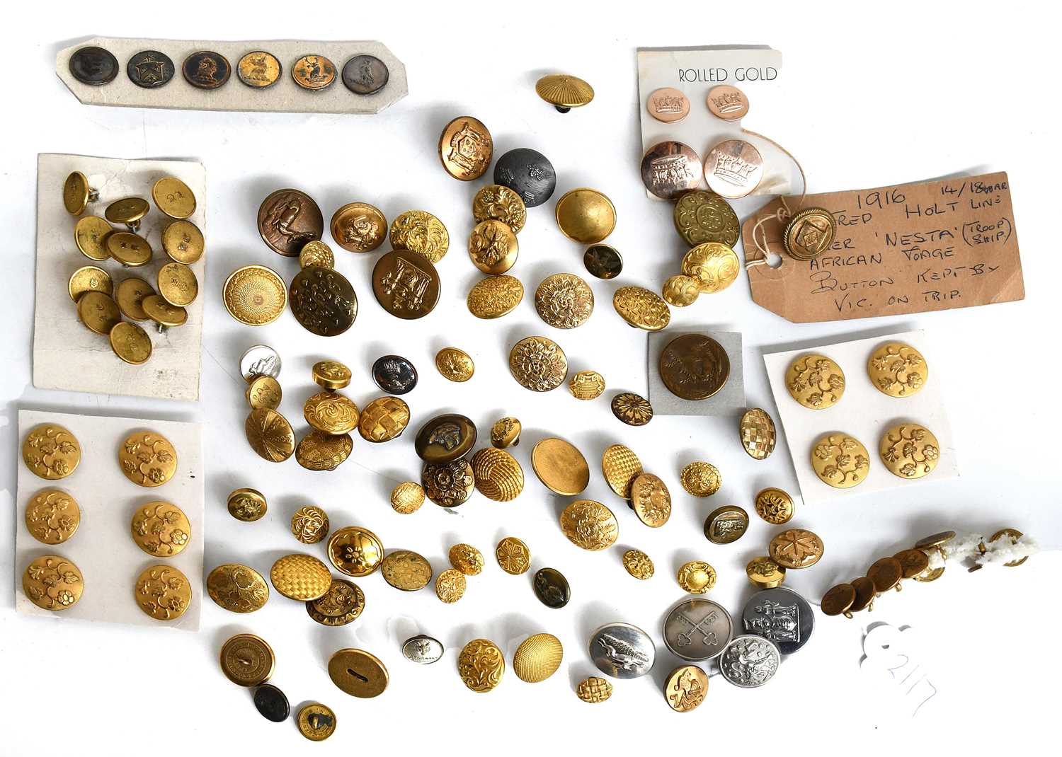19th Century and Later Decorative Gilt Metal Livery and Other Buttons ...