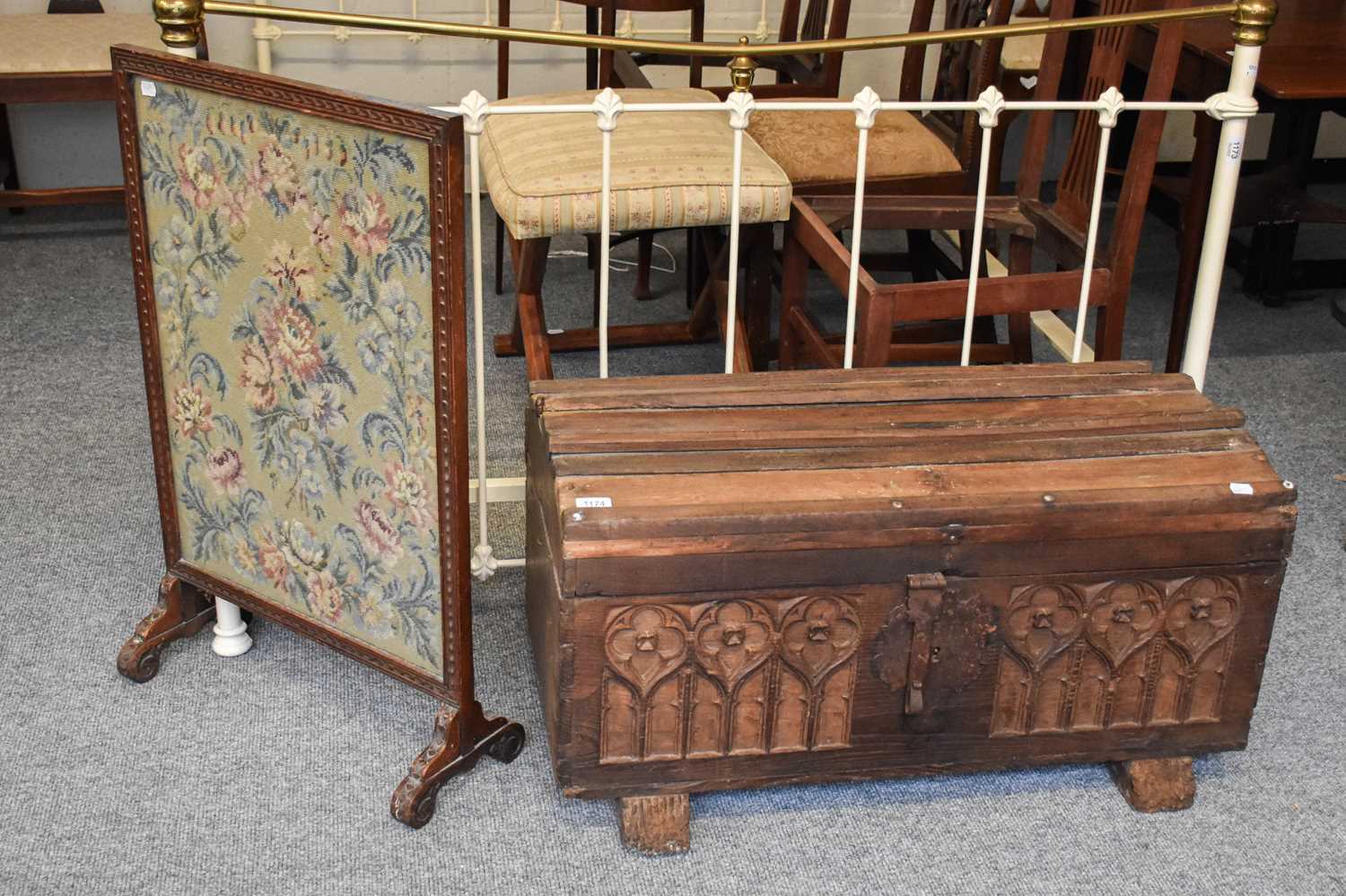 Lot 1174 - A 19th Century Spruce Chest with Gothic