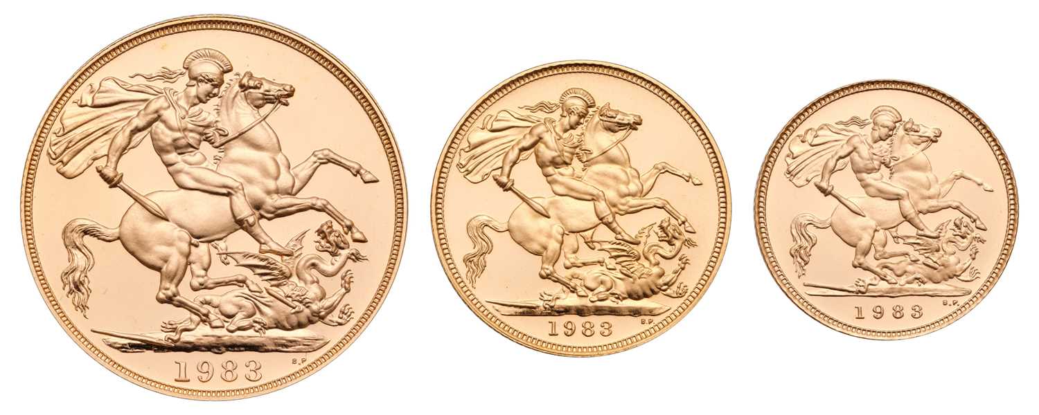 Lot 184 - UK, Gold Proof Collection 1983, three-coin