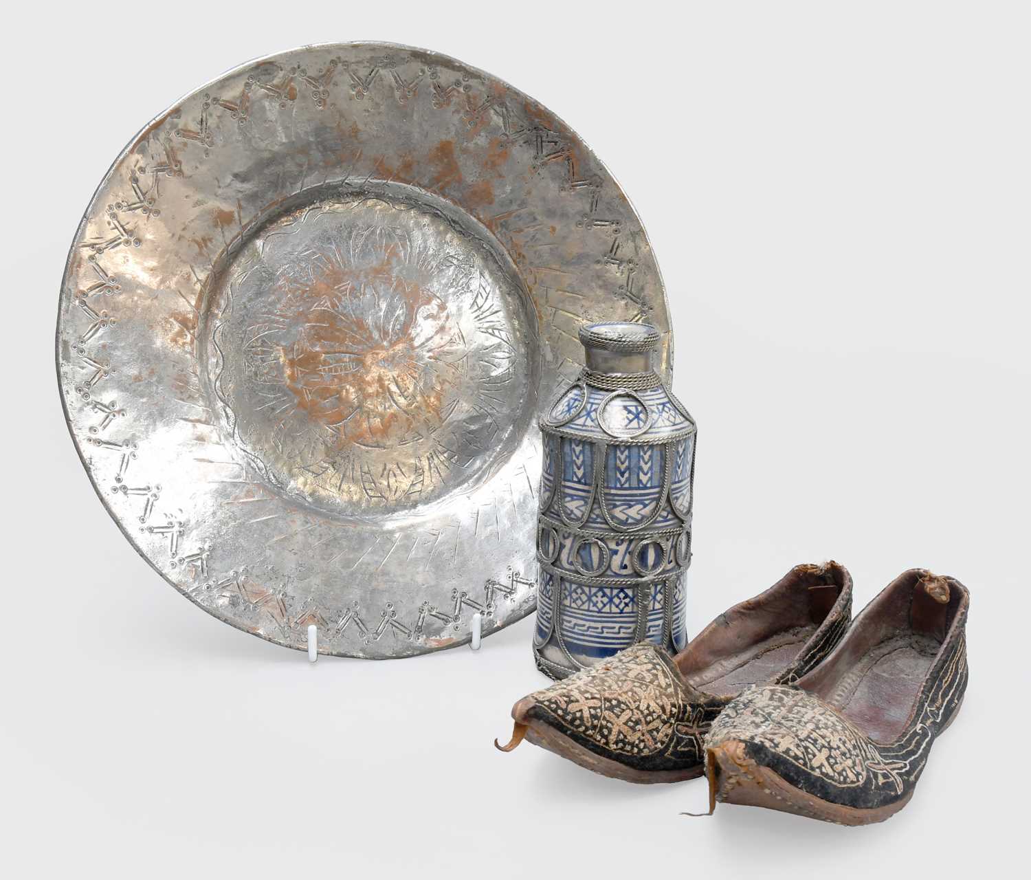 Lot 300 - 19th Century Middle Eastern Silver Plate on