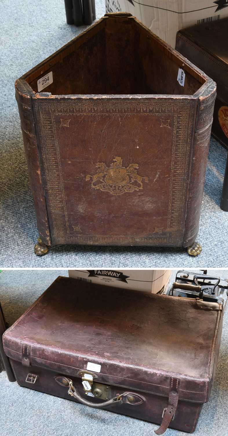 Lot 294 - A 19th Century Leather Suitcase, stamped A