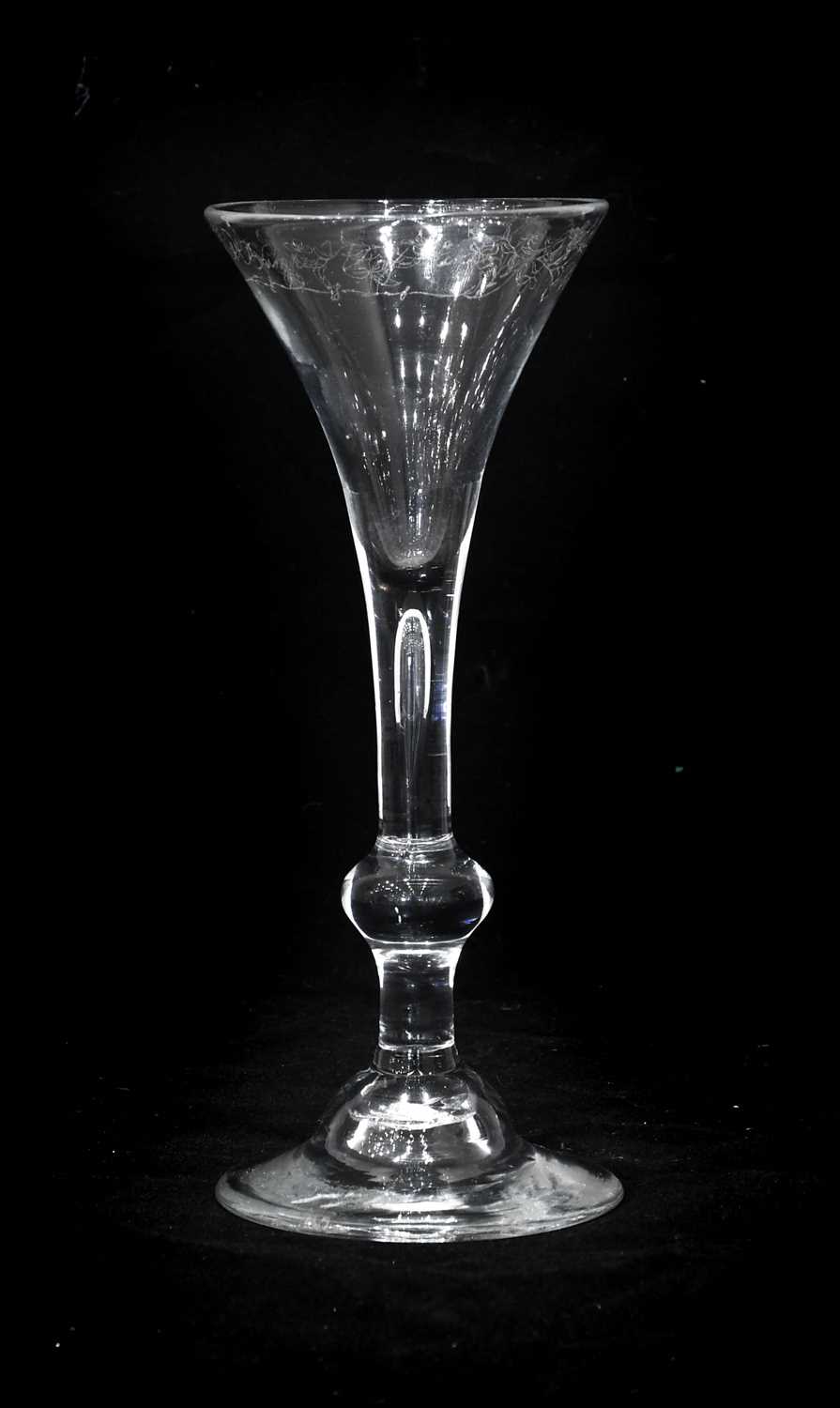 Lot 235 - A Kit-Kat Type Glass, circa 1740, the funnel