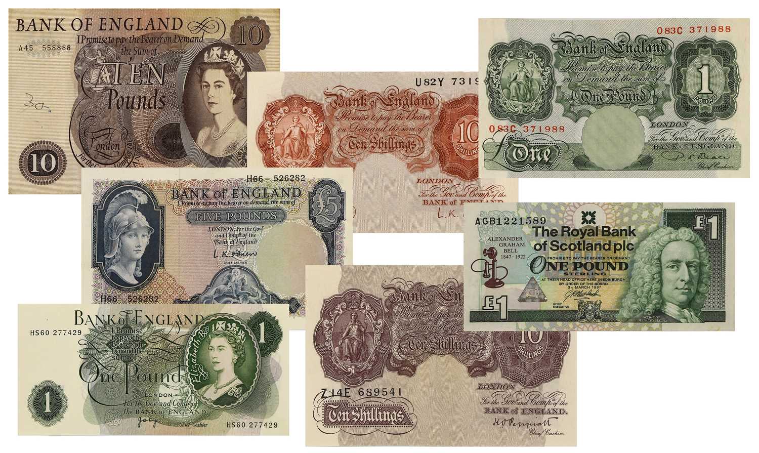 Lot 352 - A British Banknote Album, 25 notes in total