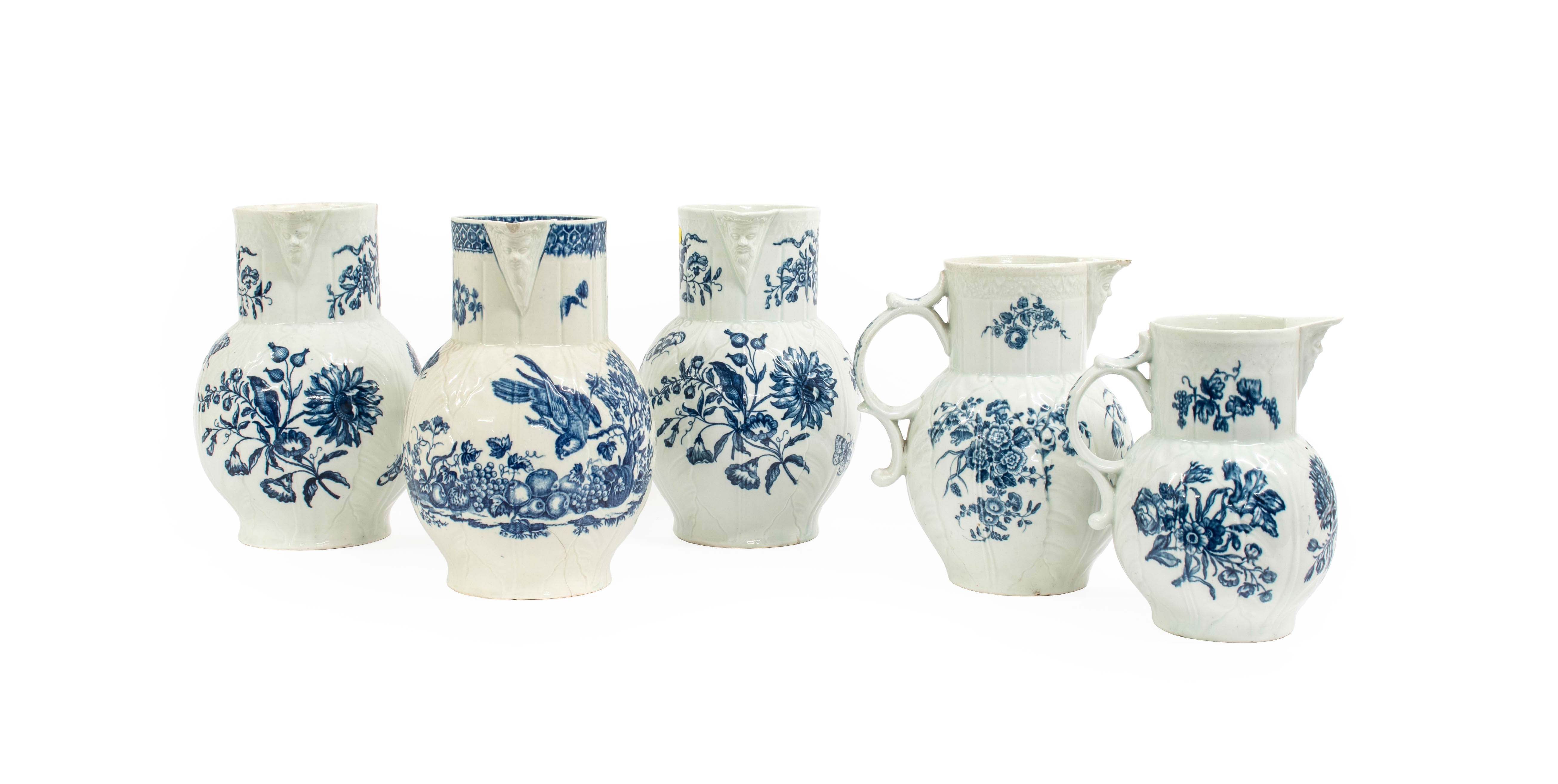 Lot 16 - A Worcester Porcelain Mask Jug, circa 1770,