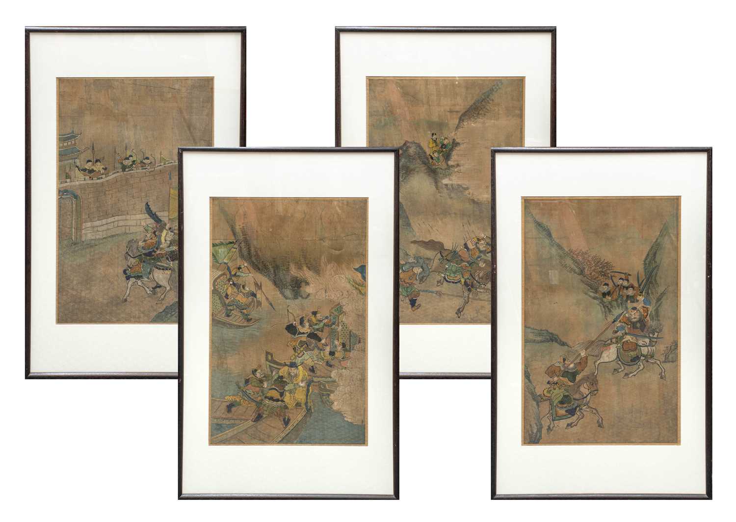 Lot 200 - Chinese School Battle scenes, possibly