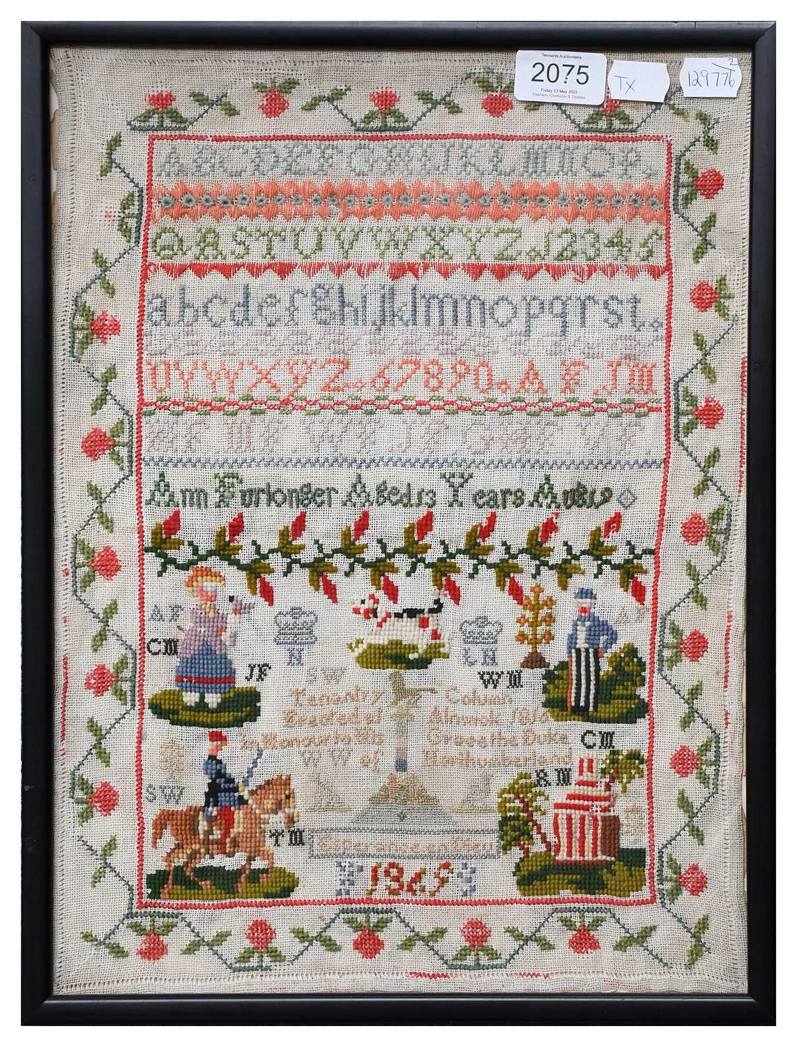 Lot 2075 - 19th Century Alphabet Sampler Worked by Ann