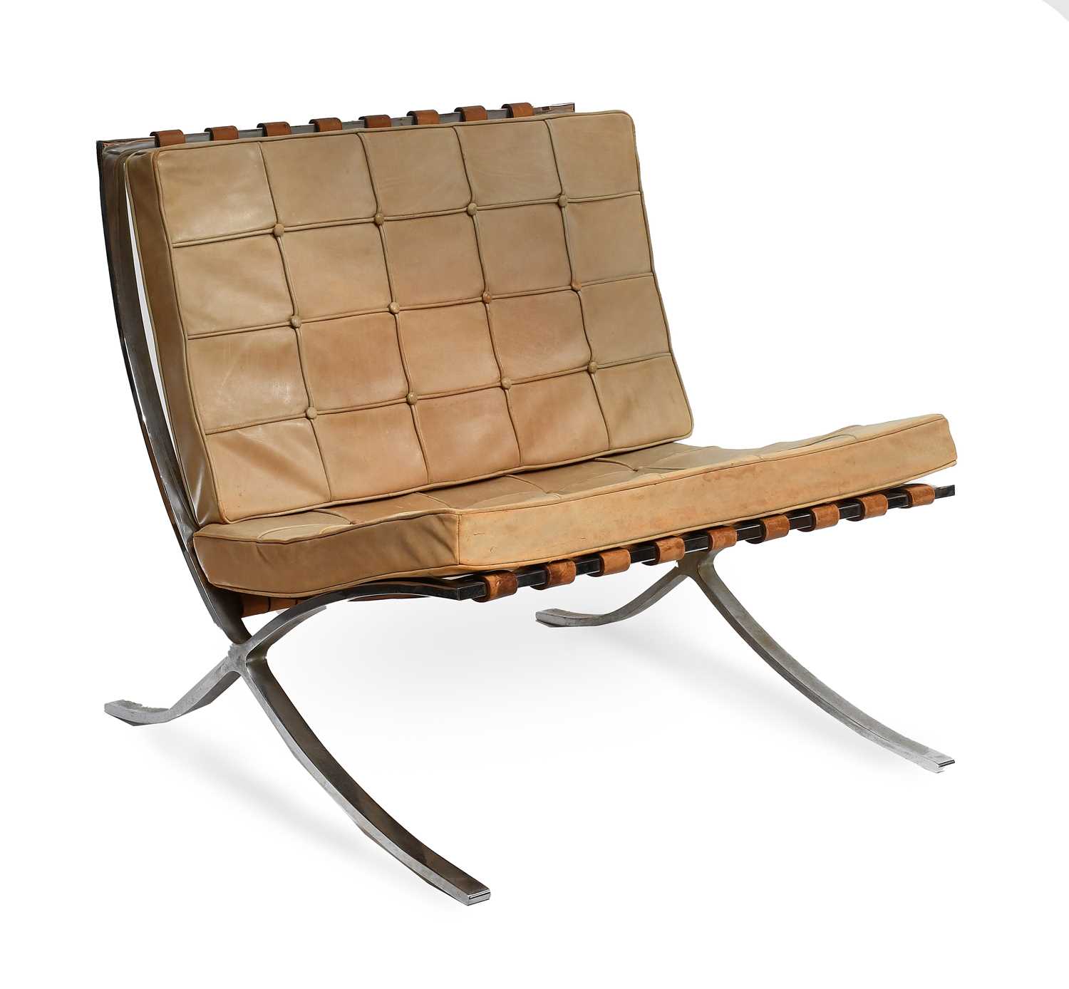 Lot 66 - A Chromed Steel and Leather Barcelona Chair,