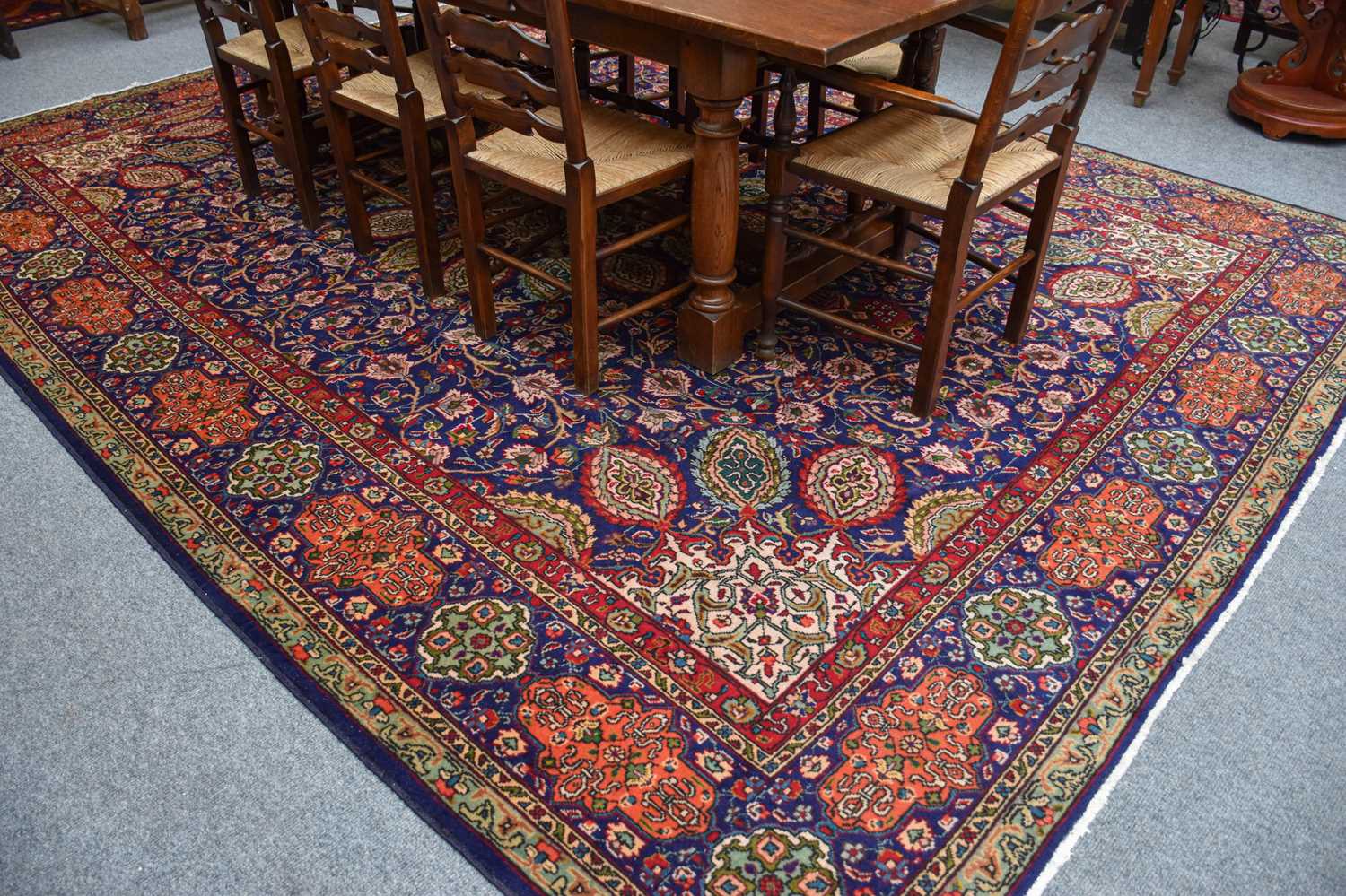 Lot 1264 - Tabriz Carpet, the royal blue field with
