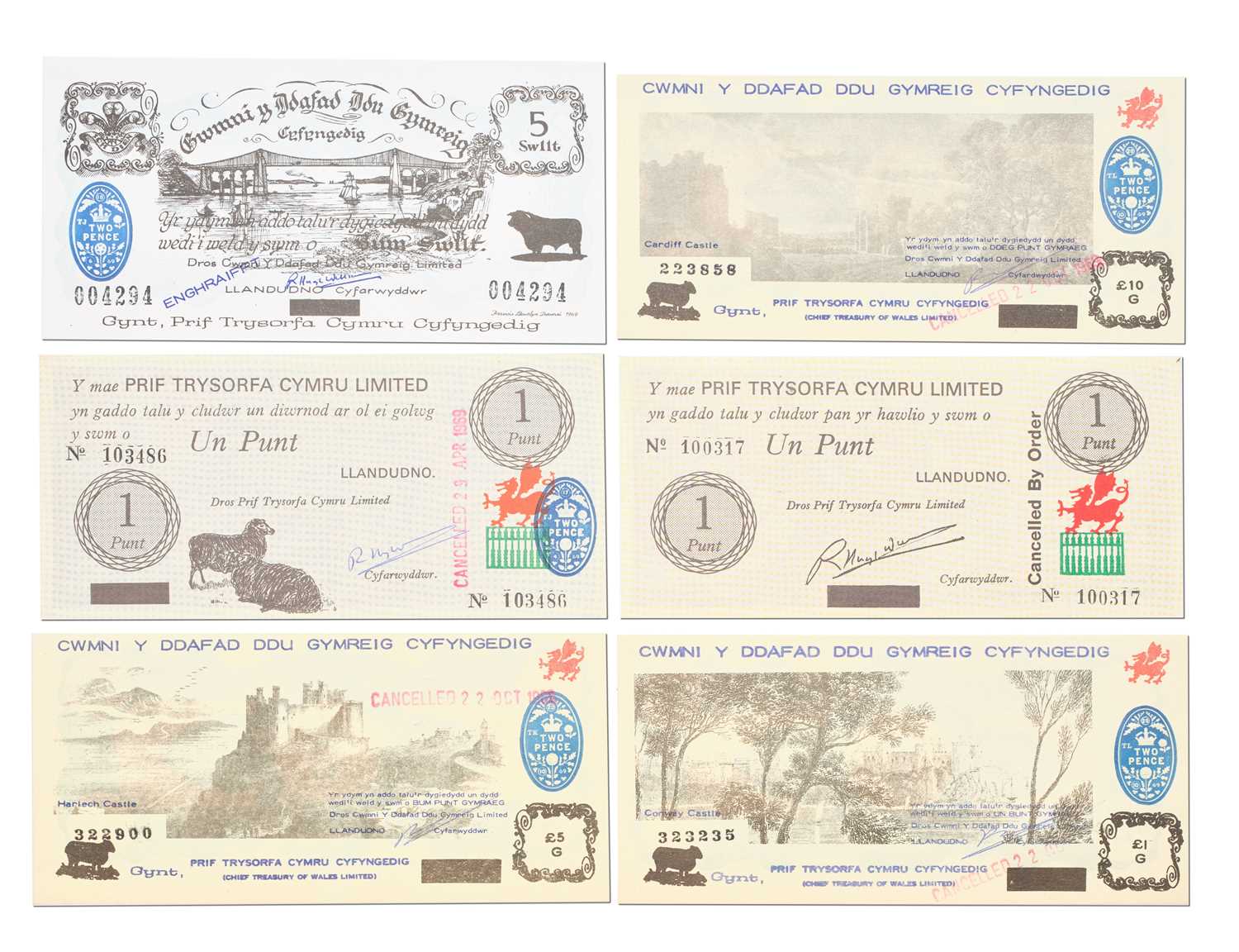 Lot 360 - Wales, Black Sheep Company Banknotes, 6x